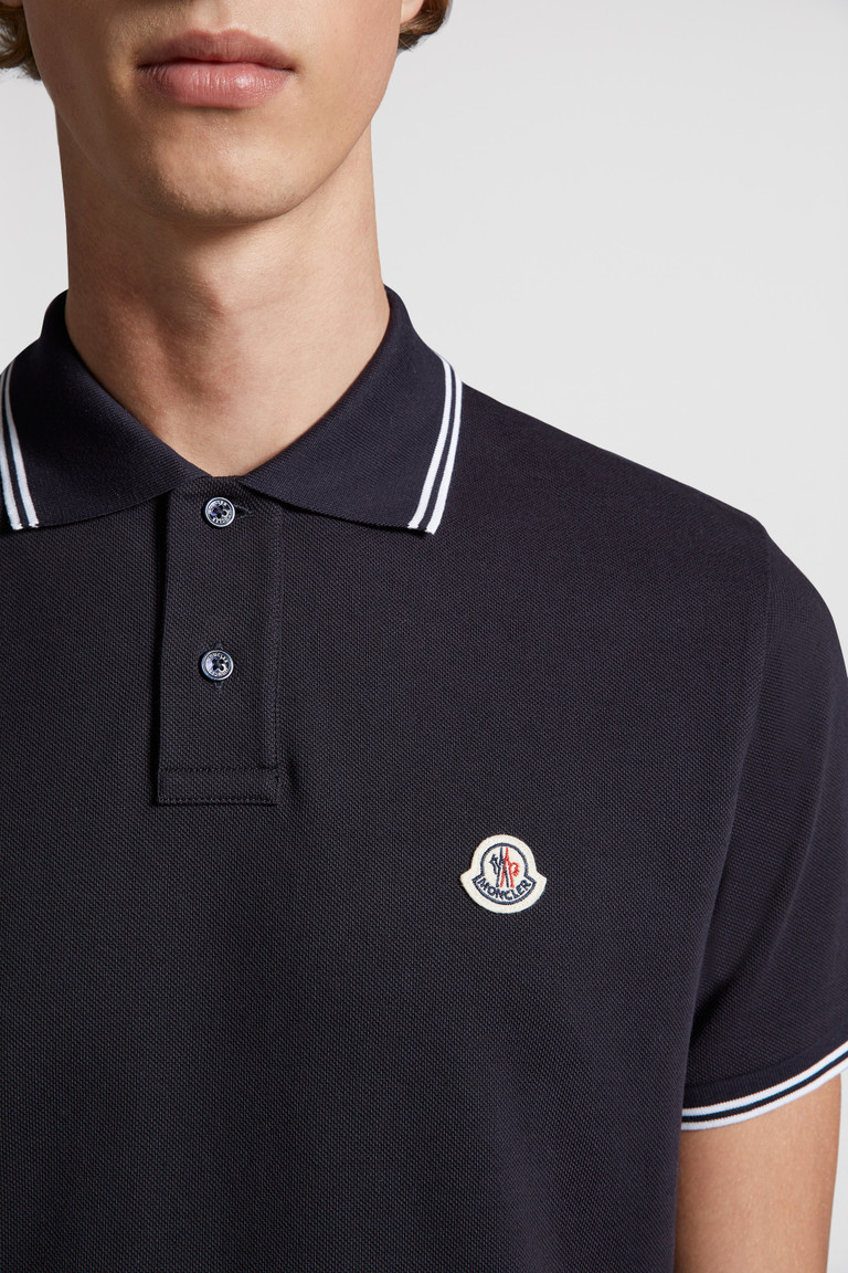 Dark Blue Logo Patch Polo Shirt - Polos & T-shirts for Men | Moncler NL
