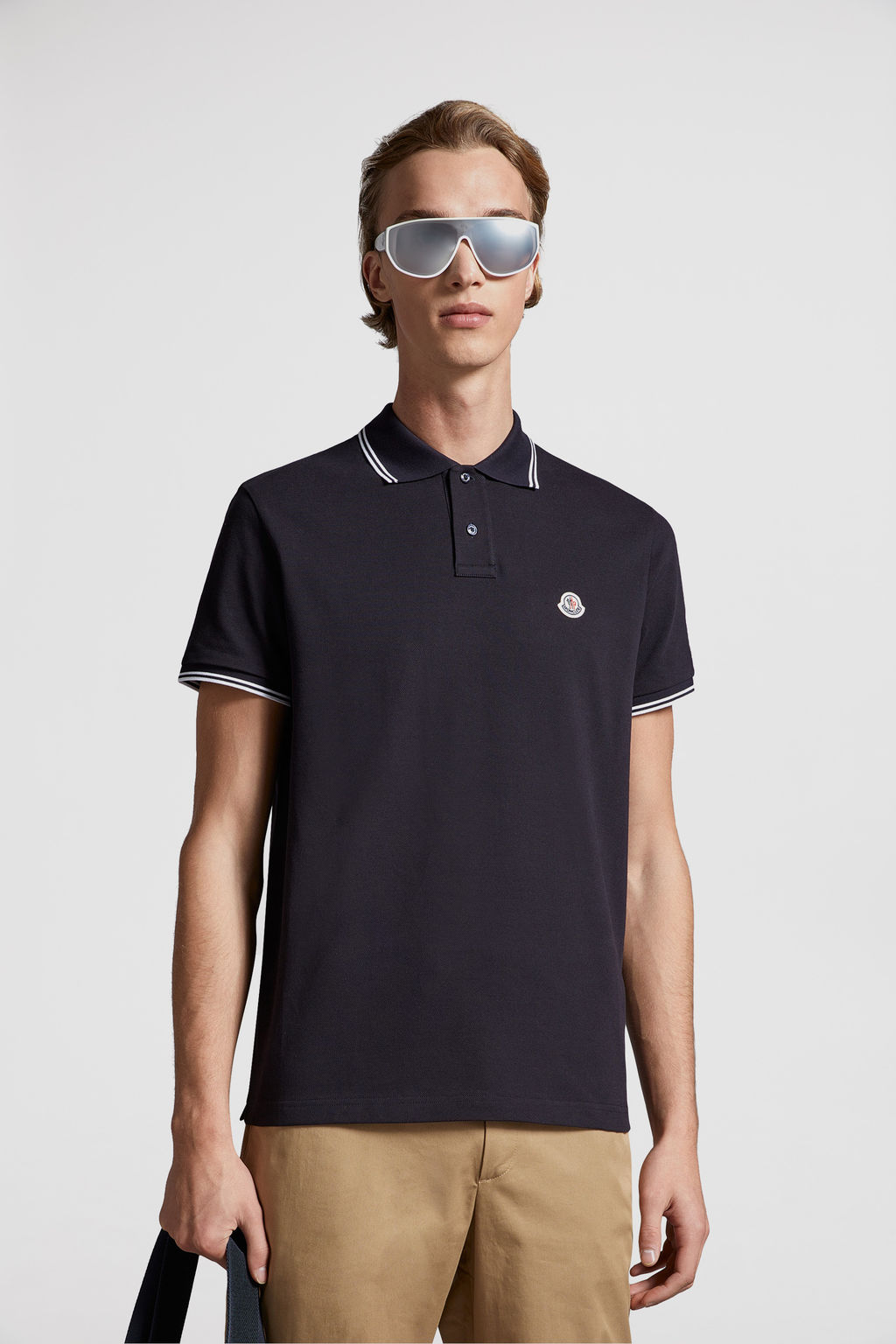 Dark Blue Embroidered Monogram Polo Shirt - Polos & T-shirts for Men ...