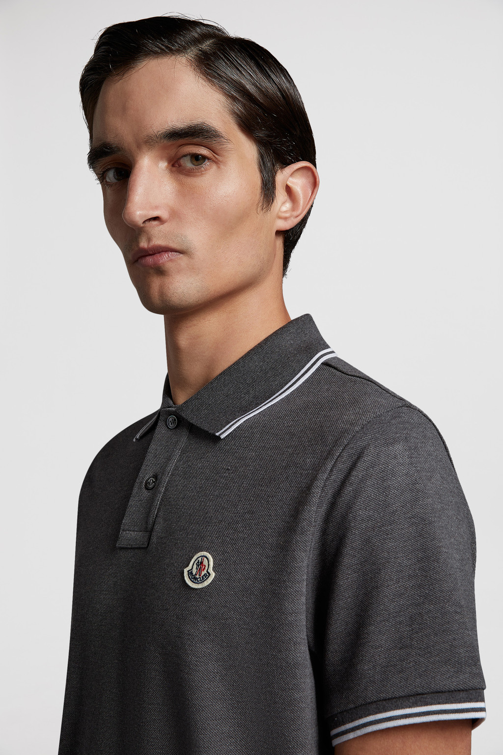 Dark Gray Logo Patch Polo Shirt - Polos & T-shirts for Men | Moncler SK