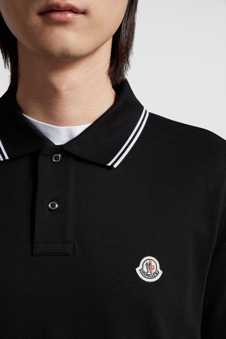 Black Logo Patch Polo Shirt - Polos & T-shirts for Men | Moncler LU
