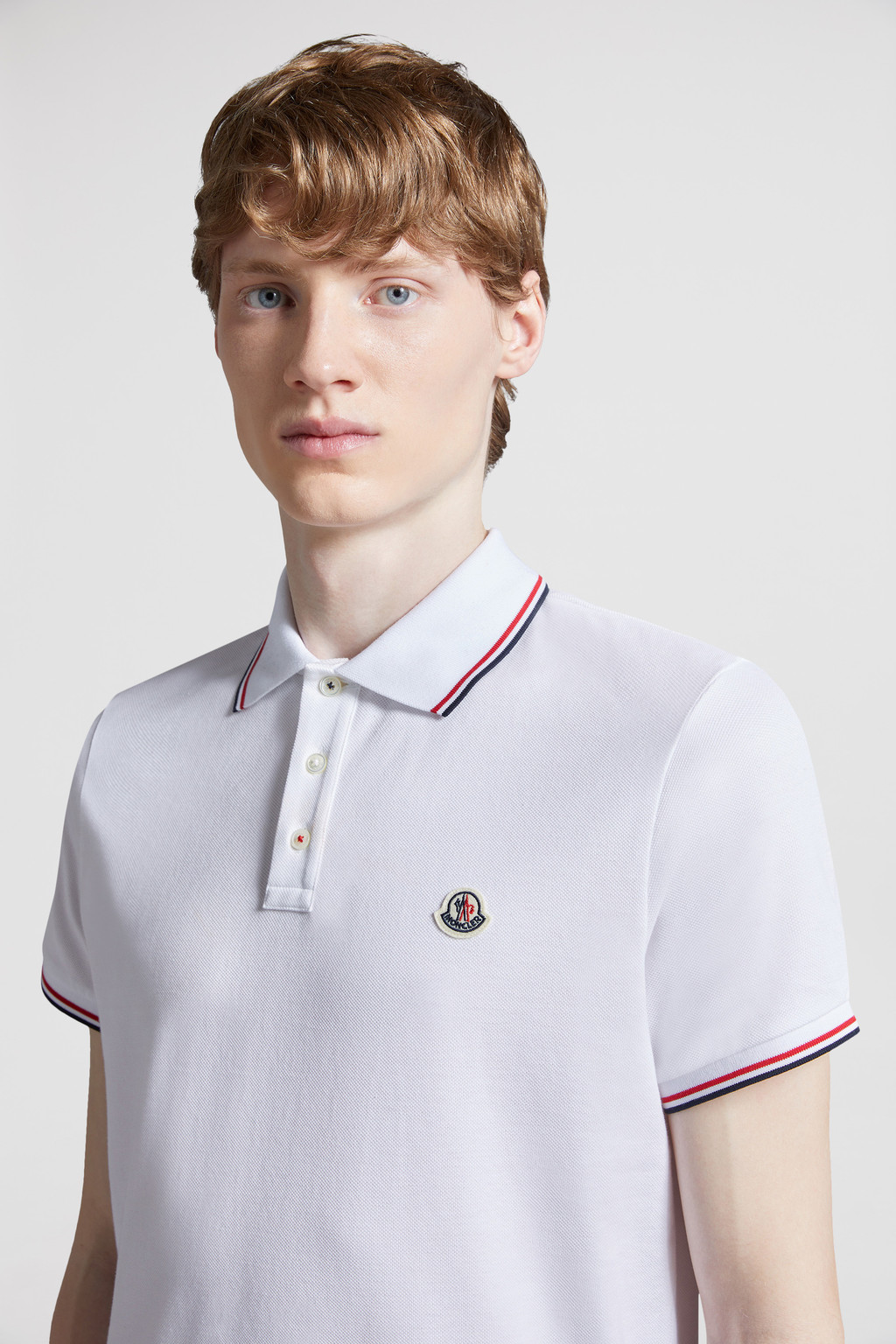 Optical White Logo Patch Polo Shirt - Polos & T-shirts for Men | Moncler LT