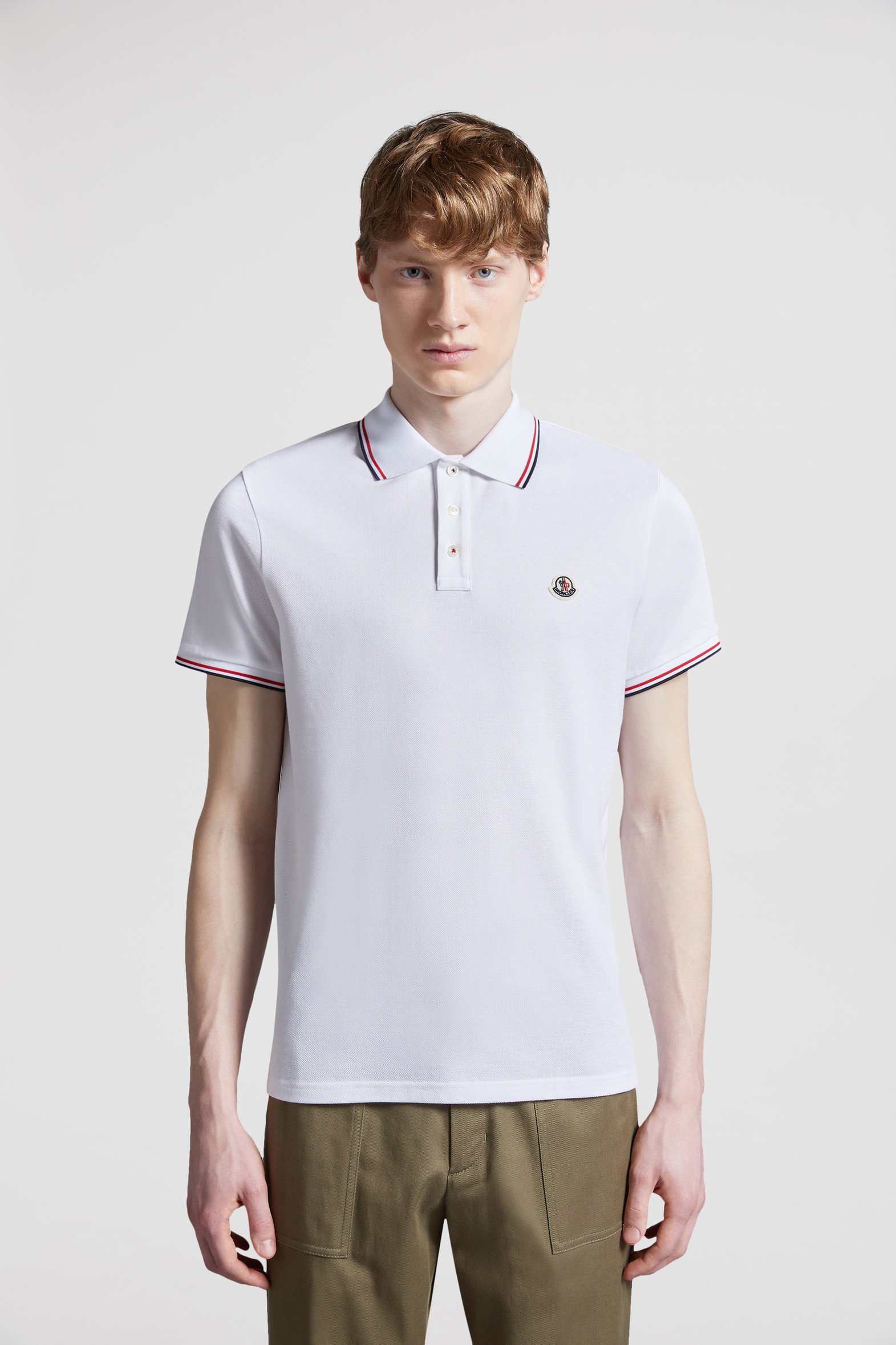 Optical White Logo Patch Polo Shirt - Polos & T-shirts for Men | Moncler PT