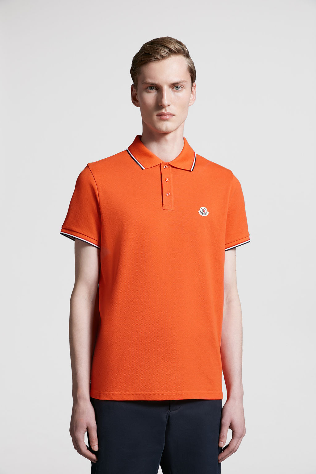 Orange Logo Patch Polo Shirt - Polos & T-shirts for Men | Moncler GB