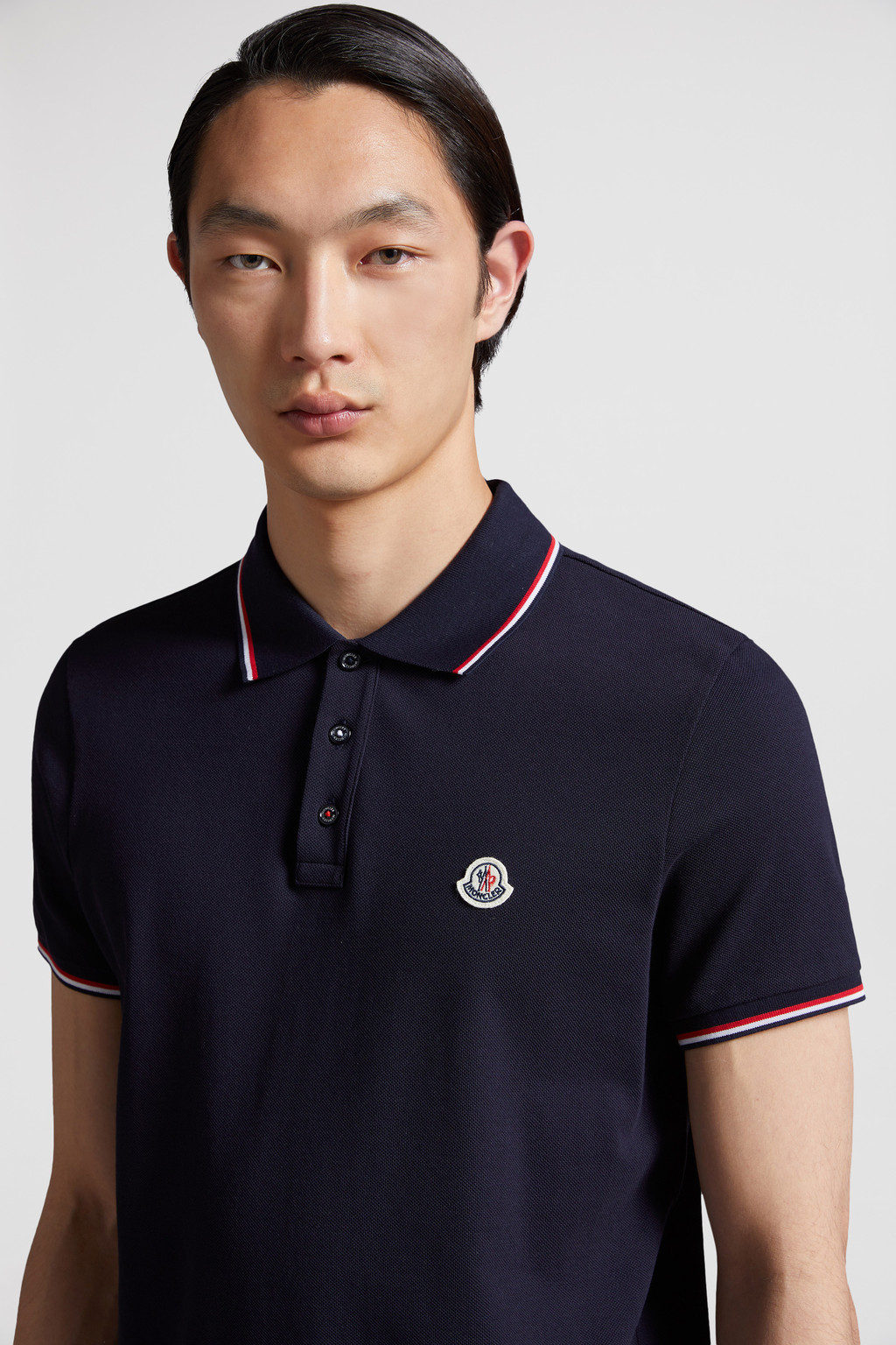 Dark Blue Logo Patch Polo Shirt - Polos & T-shirts for Men | Moncler CY