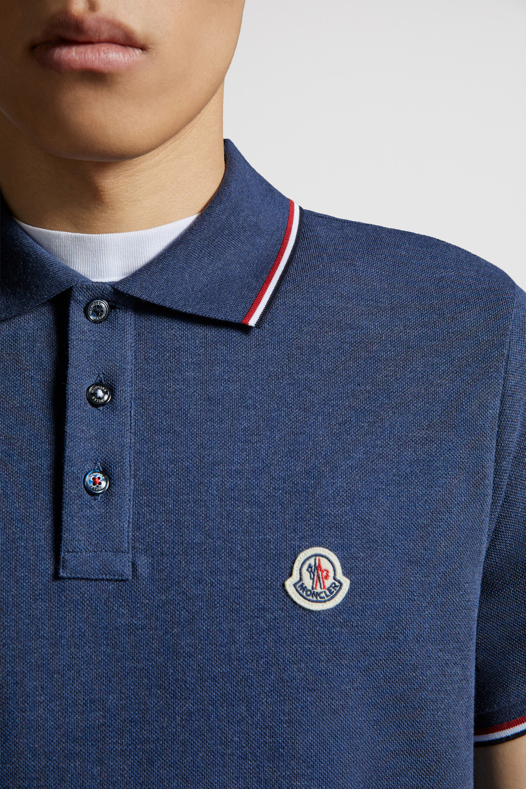 Night Blue Logo Patch Polo Shirt - Polos & T-shirts for Men | Moncler IE