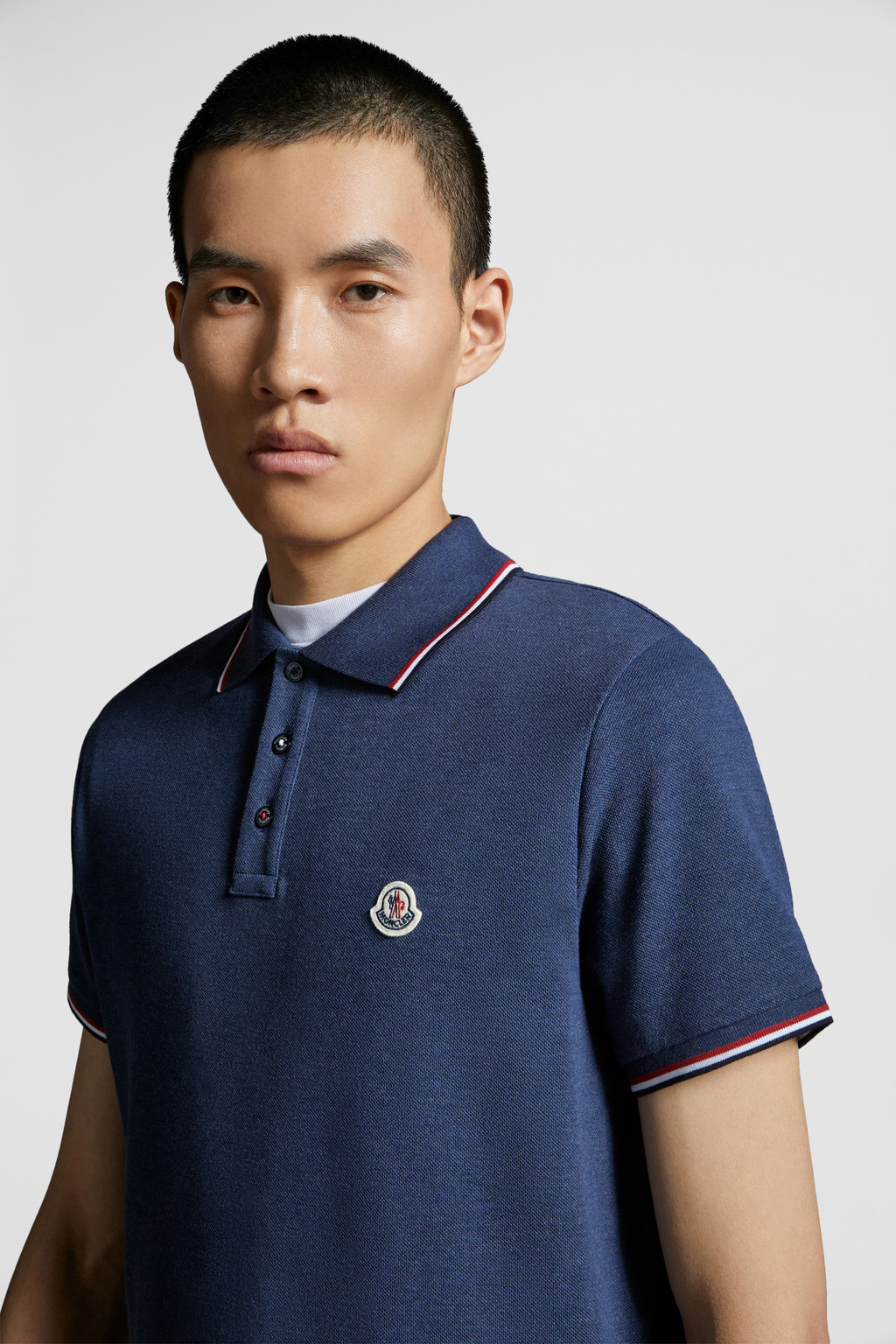 Polo con parche con logotipo Azul Noche - Polos y camisetas de Hombre | Moncler US