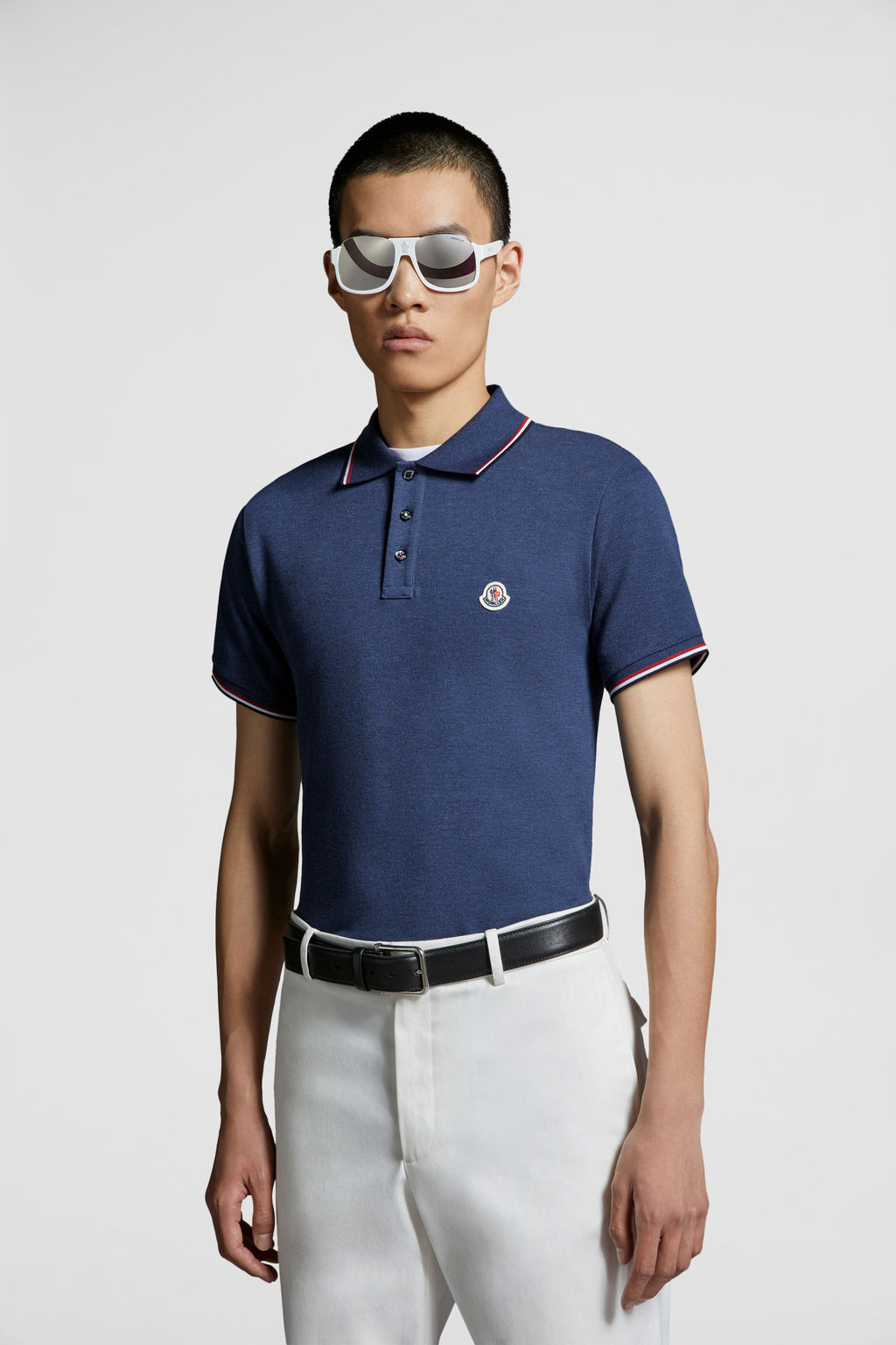Night Blue Logo Patch Polo Shirt - Polos & T-shirts for Men | Moncler DE