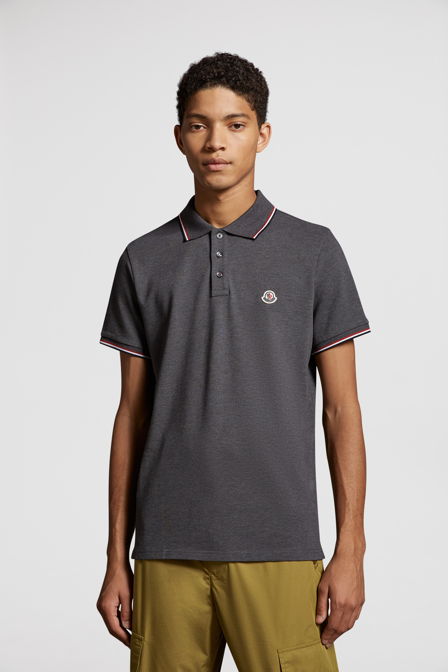 Dark Gray Logo Patch Polo Shirt - Polos & T-shirts for Men | Moncler GB