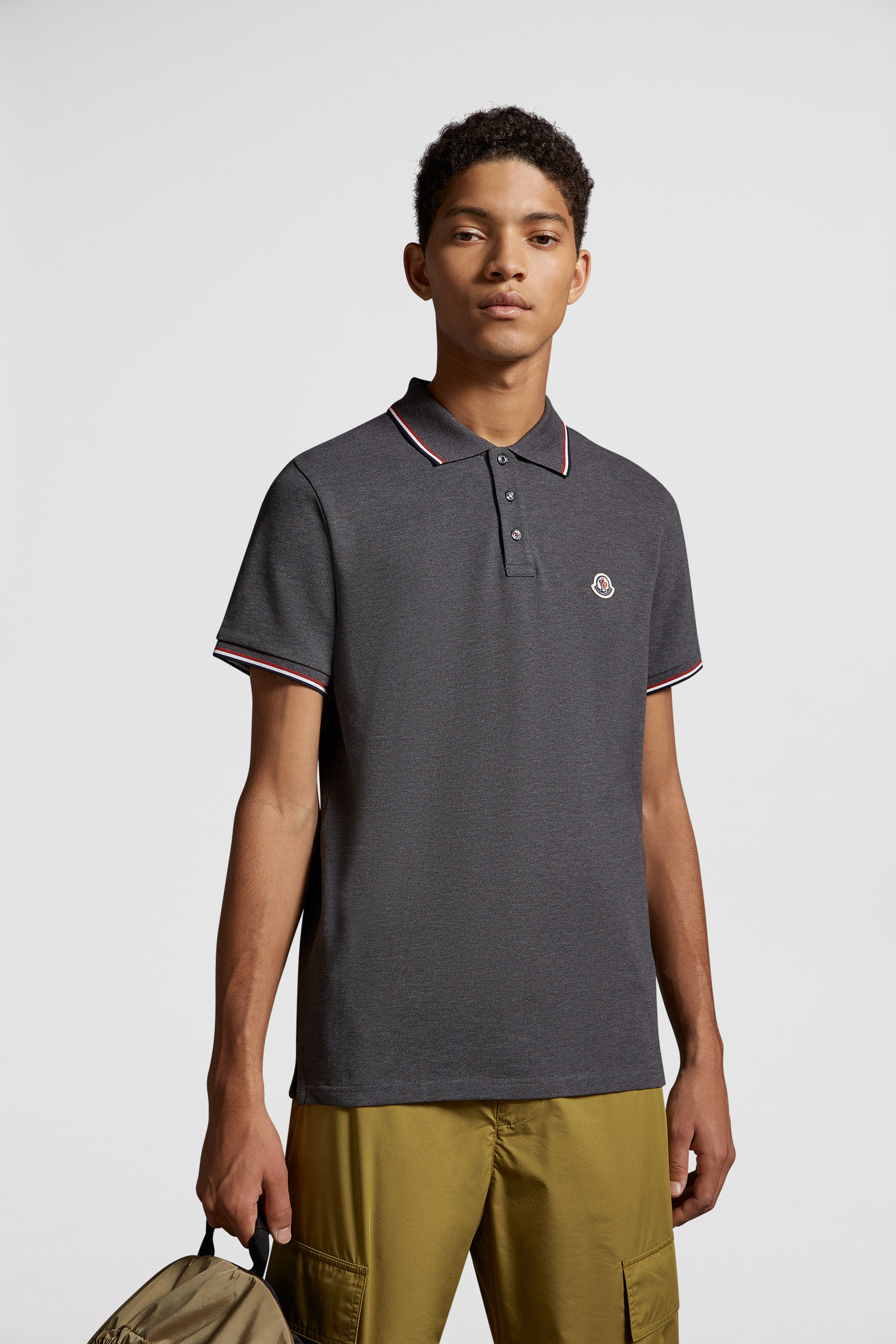 Dark Gray Logo Patch Polo Shirt - Polos & T-shirts for Men | Moncler HK