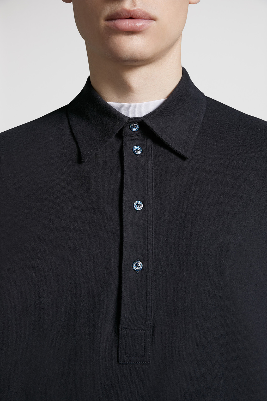 Night Blue Long Sleeve Polo Shirt - Polos & T-shirts for Men | Moncler PT