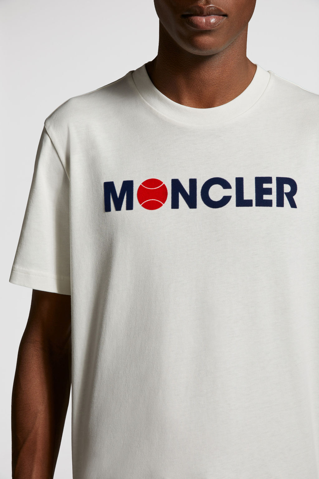 White Flocked Logo T-Shirt - Polos & T-shirts for Men | Moncler US