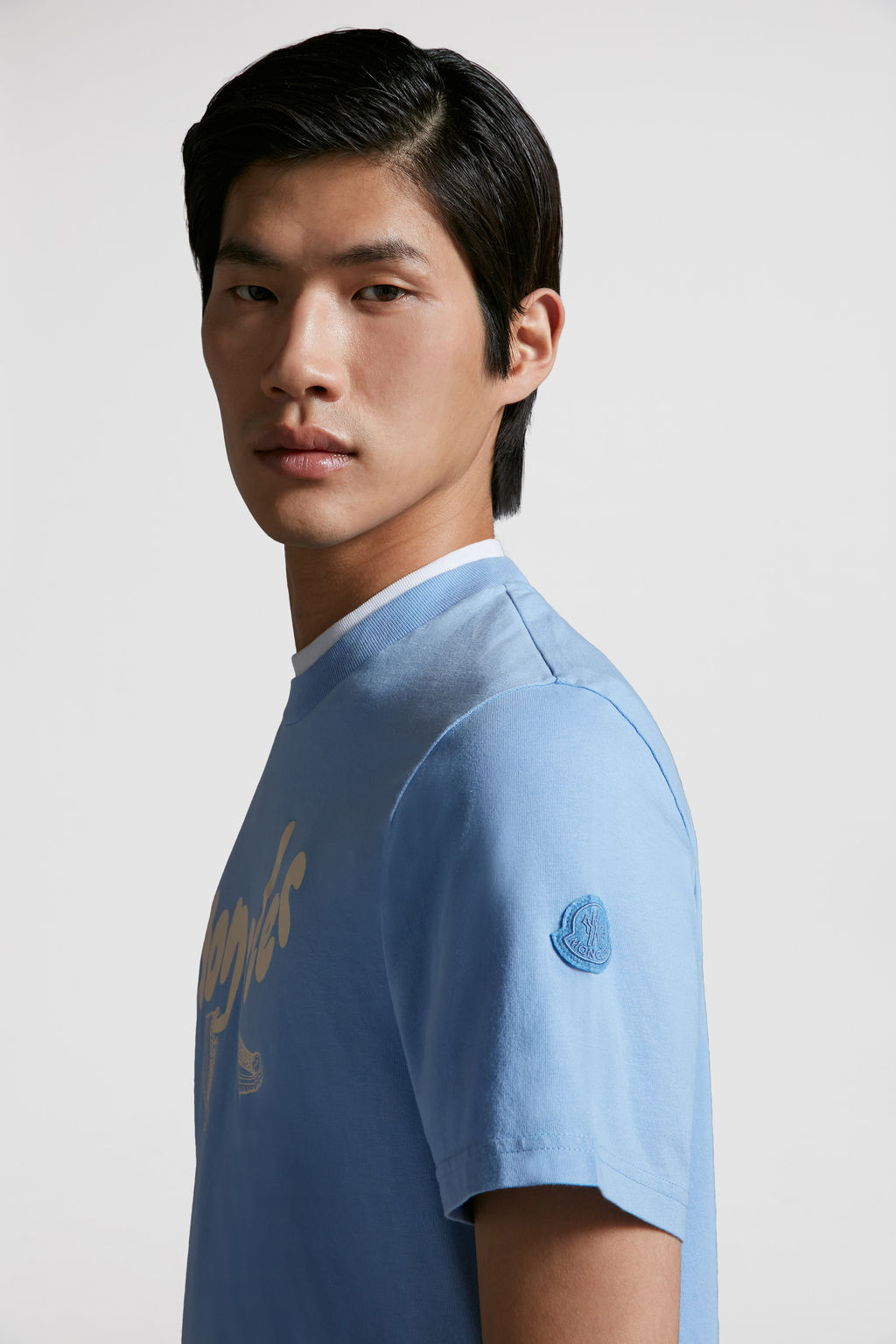 Light Blue Running Logo T-Shirt - Polos & T-shirts for Men | Moncler US