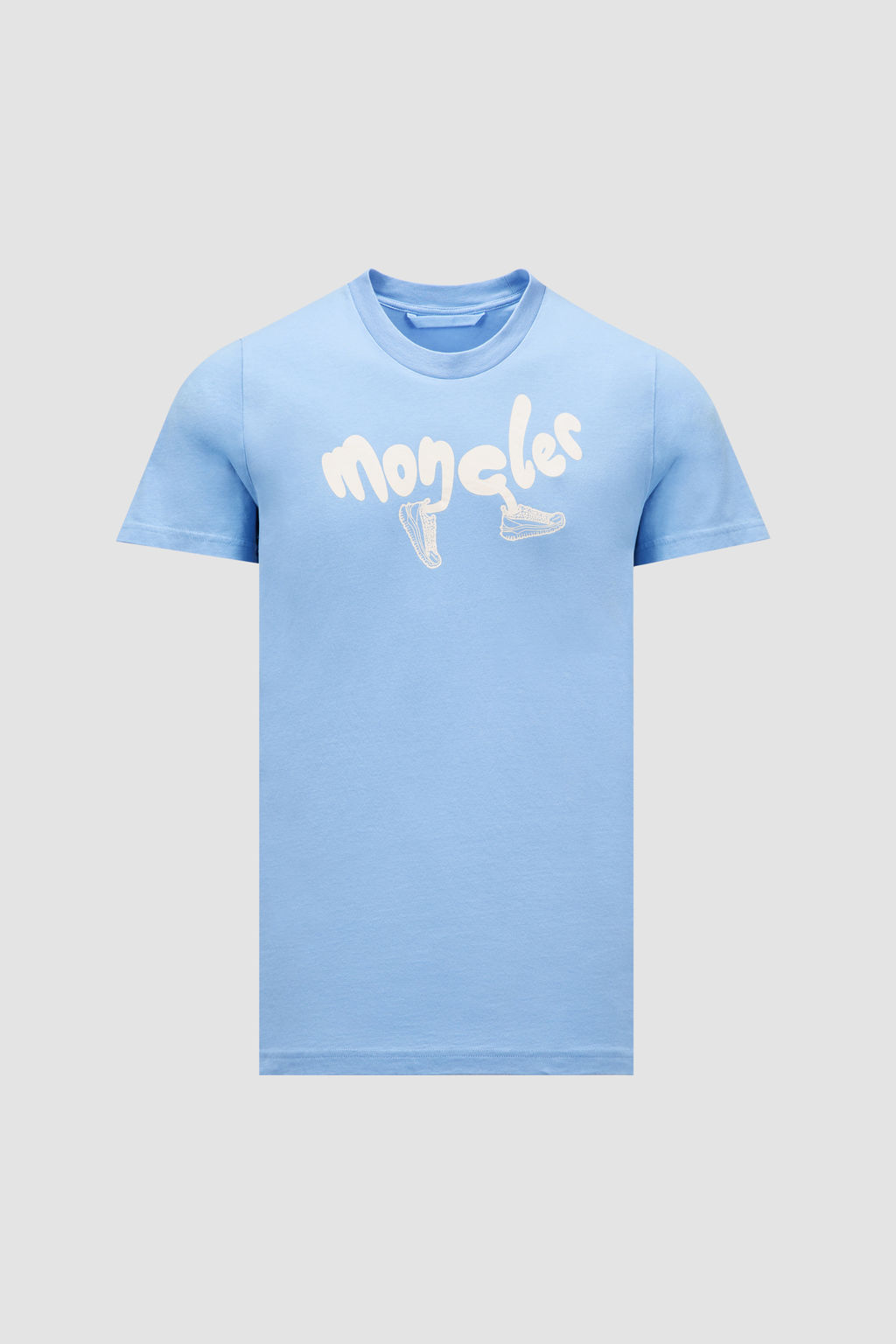 Light Blue Running Logo T-Shirt - Polos & T-shirts for Men | Moncler US