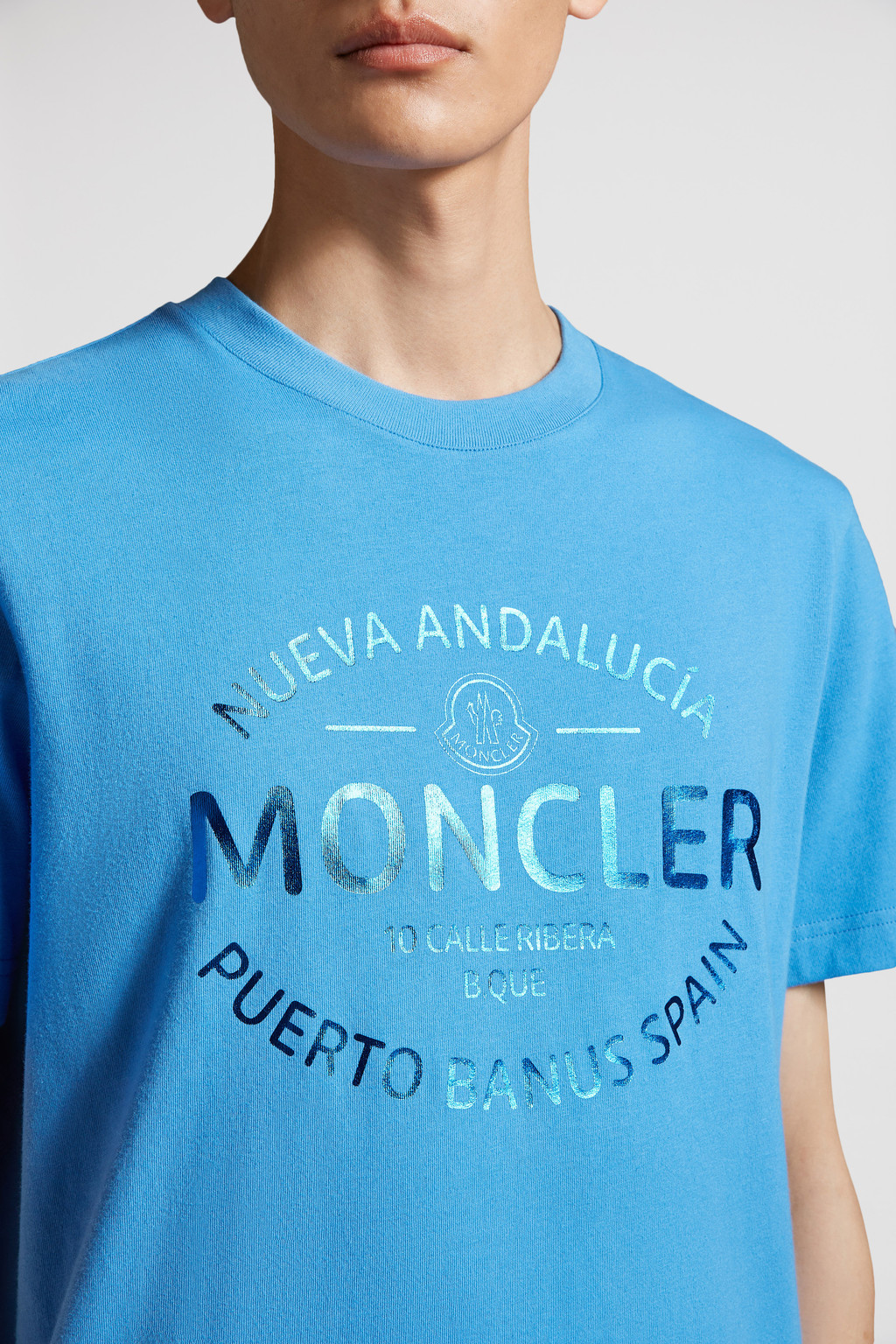 Blue Metallic Logo T-Shirt - Polos & T-shirts for Men | Moncler FR