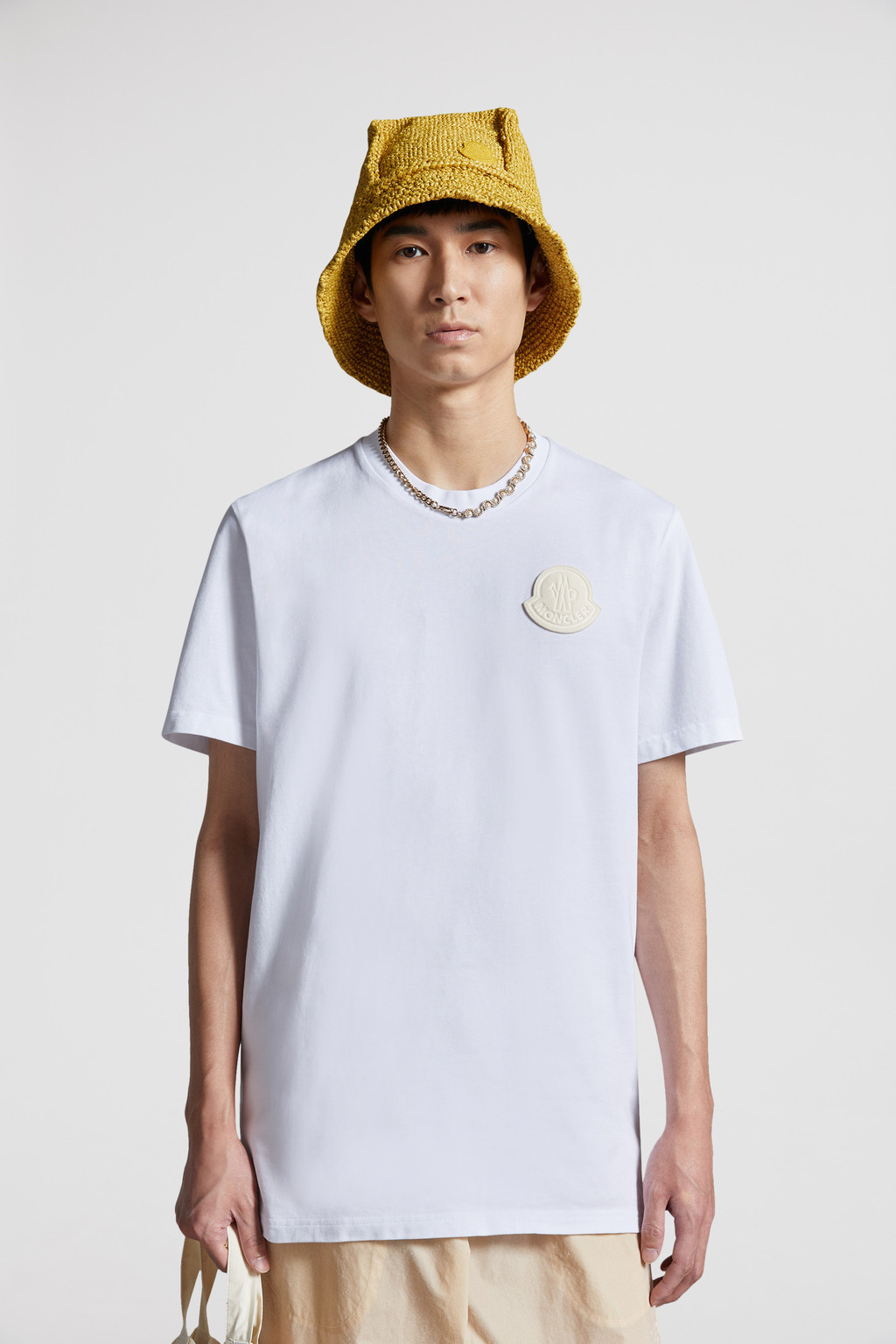 White Logo Patch T-Shirt - Polos & T-shirts for Men | Moncler SG