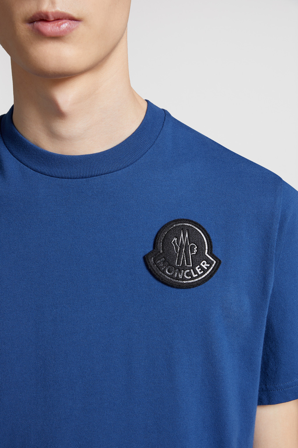 Blue Logo Patch T-Shirt - Polos & T-shirts for Men | Moncler MT