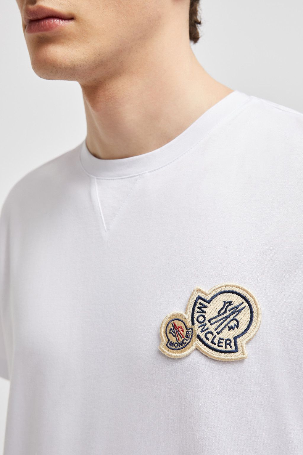 Optical White Double Logo Patch T-Shirt - Polos & T-shirts for Men ...