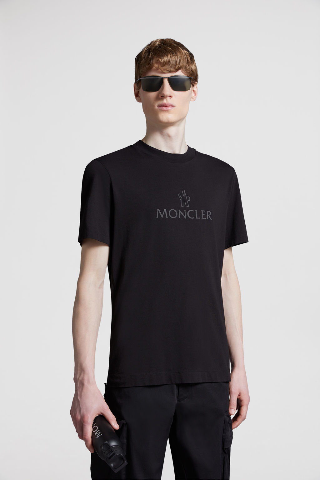 Black Flocked Logo T-Shirt - Polos & T-shirts for Men | Moncler DK