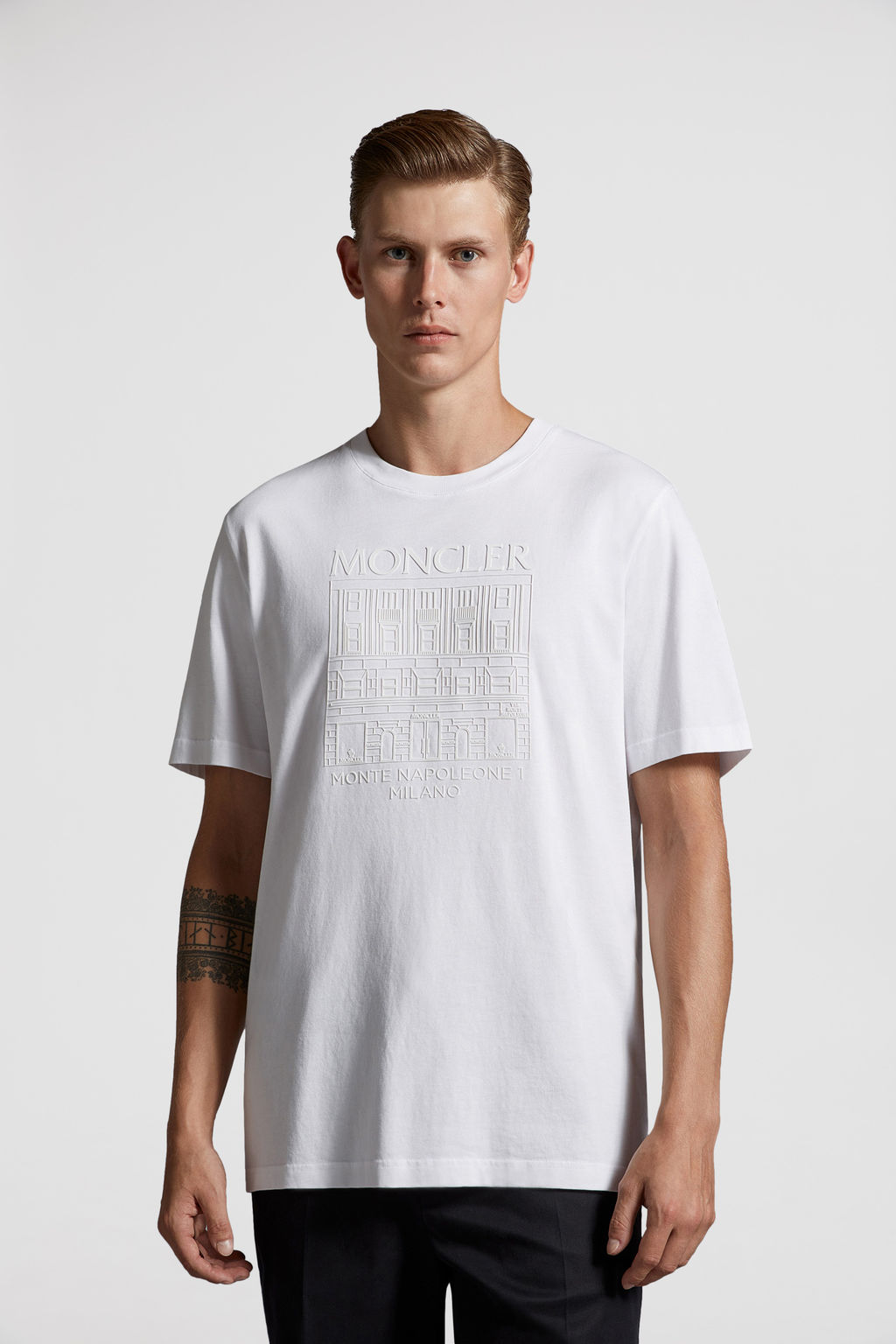 Optical White Embossed Motif T-Shirt - Polos & T-shirts for Men ...