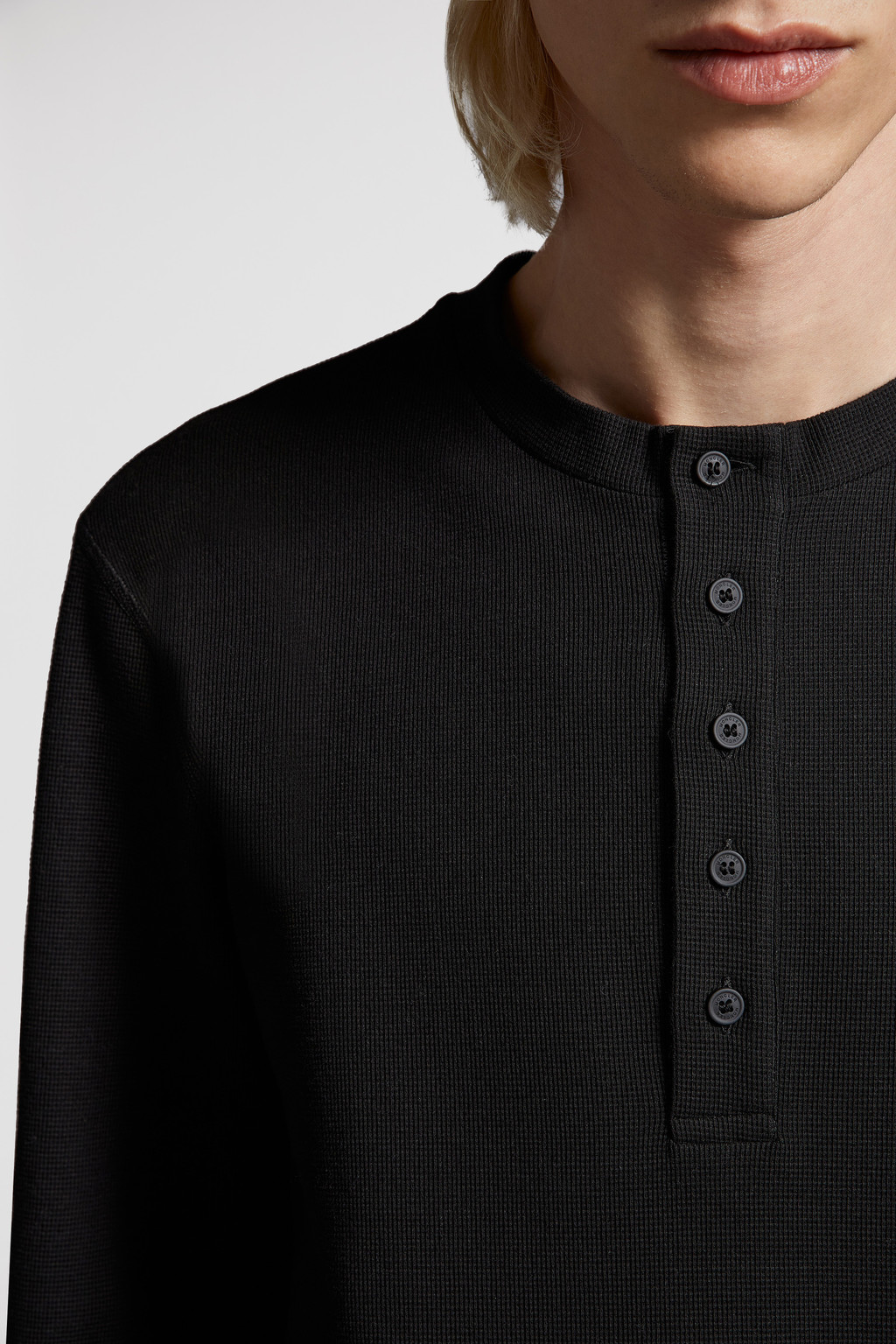 Black Long Sleeve Button-Up T-Shirt - Polos & T-shirts for Men | Moncler CY
