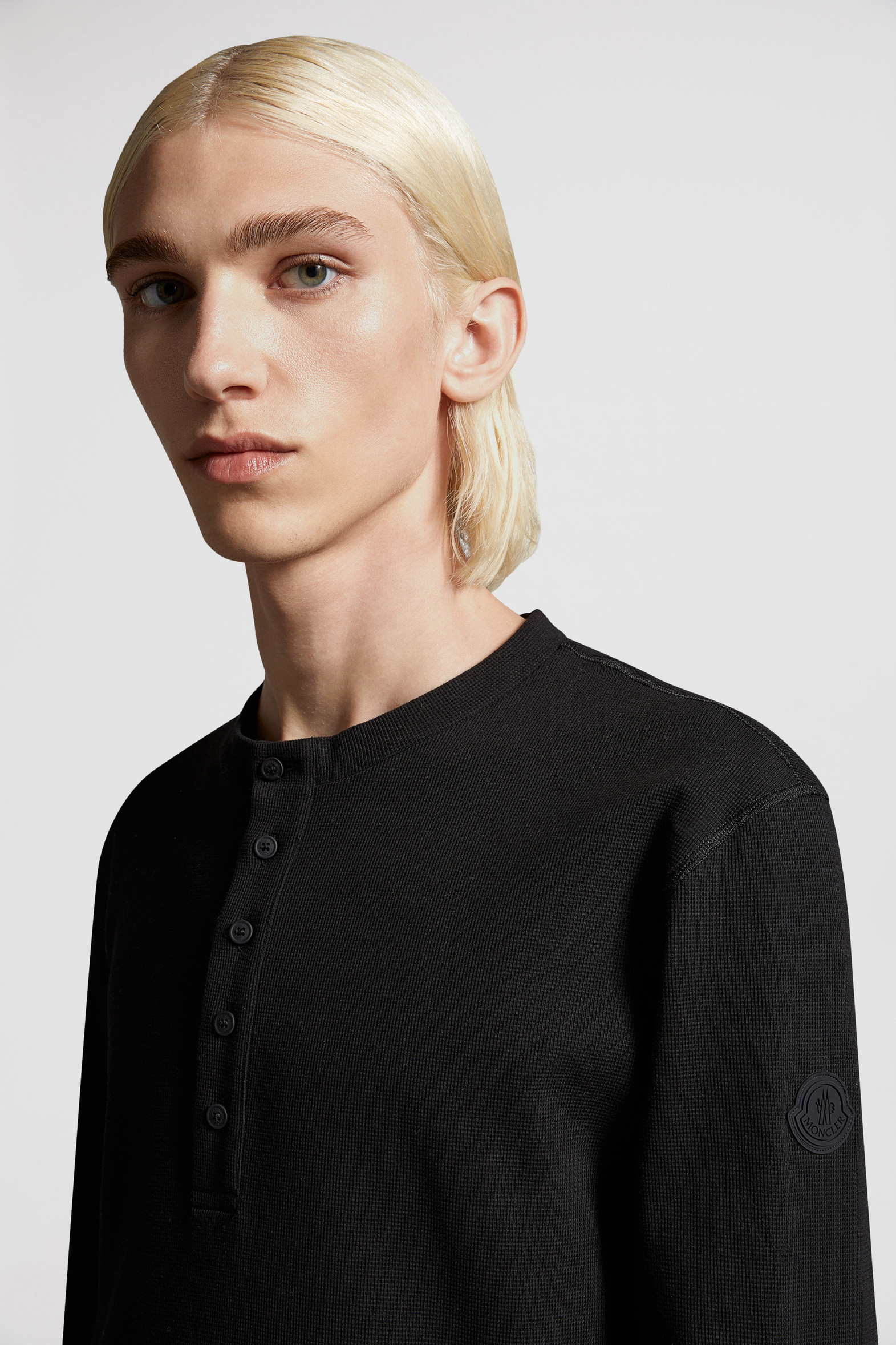 Langarm-T-Shirt mit Knöpfen Schwarz - Frühjahr/Sommer für Herren ...