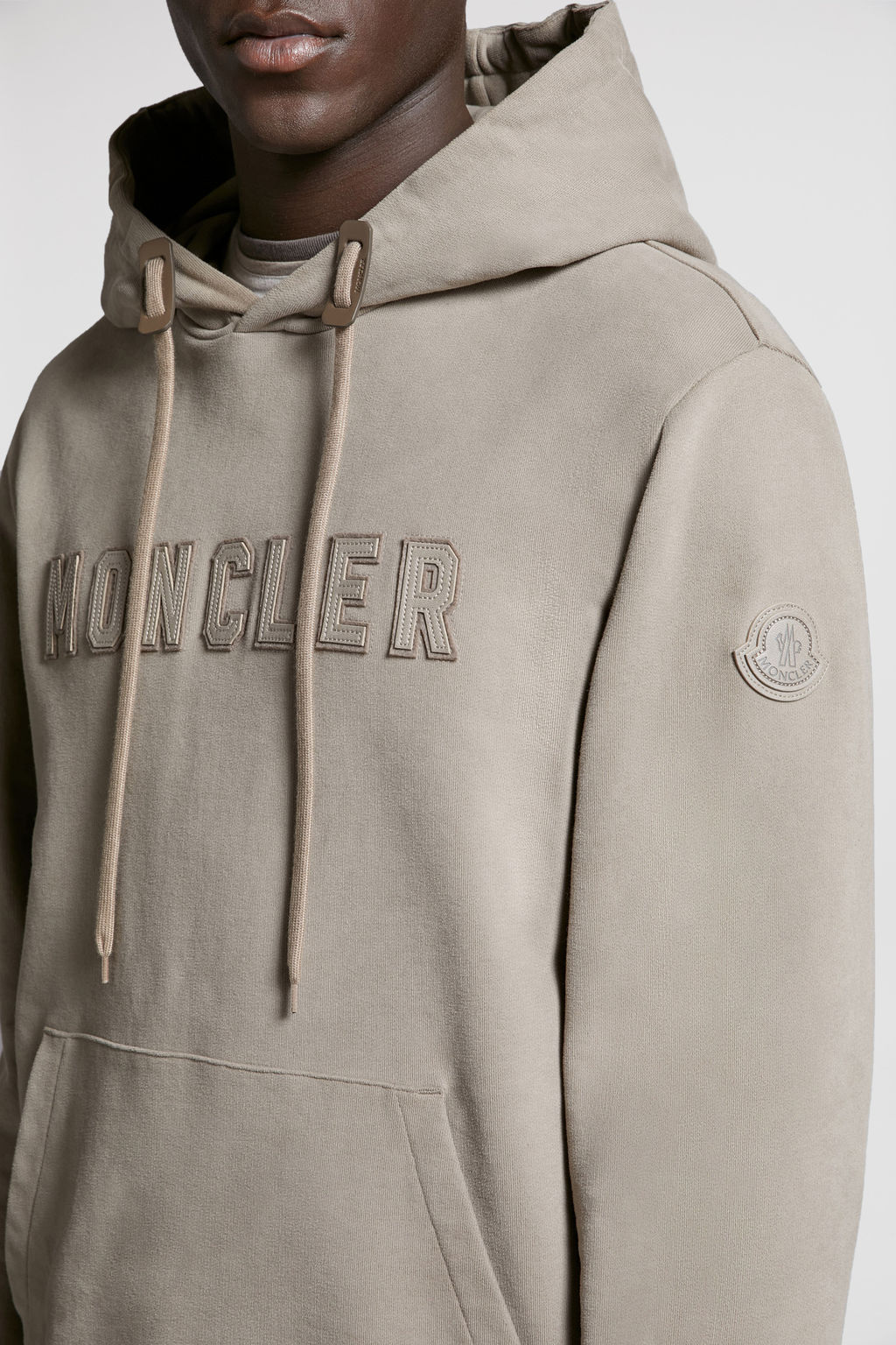 Beige Logo Hoodie - Sweatshirts for Men | Moncler SI