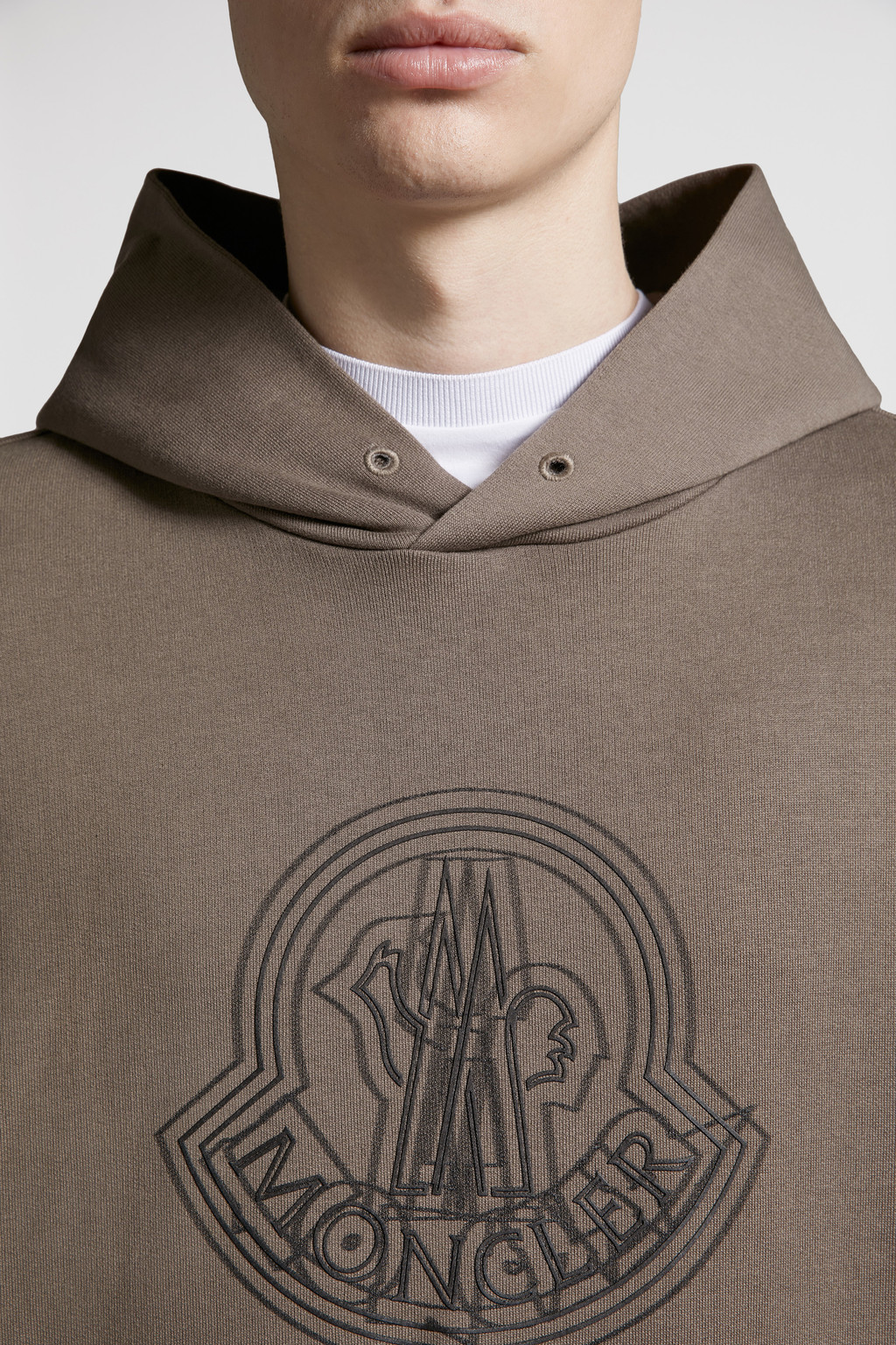 Gray Brown Logo Motif Hoodie - Sweatshirts for Men | Moncler RO
