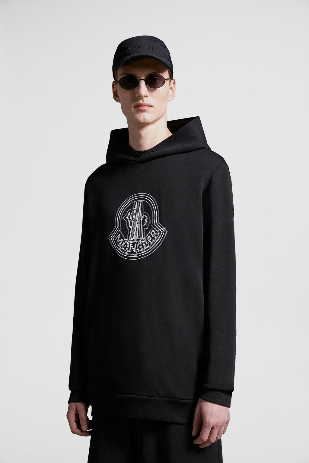 Black Logo Hoodie - Sweatshirts for Men | Moncler SG
