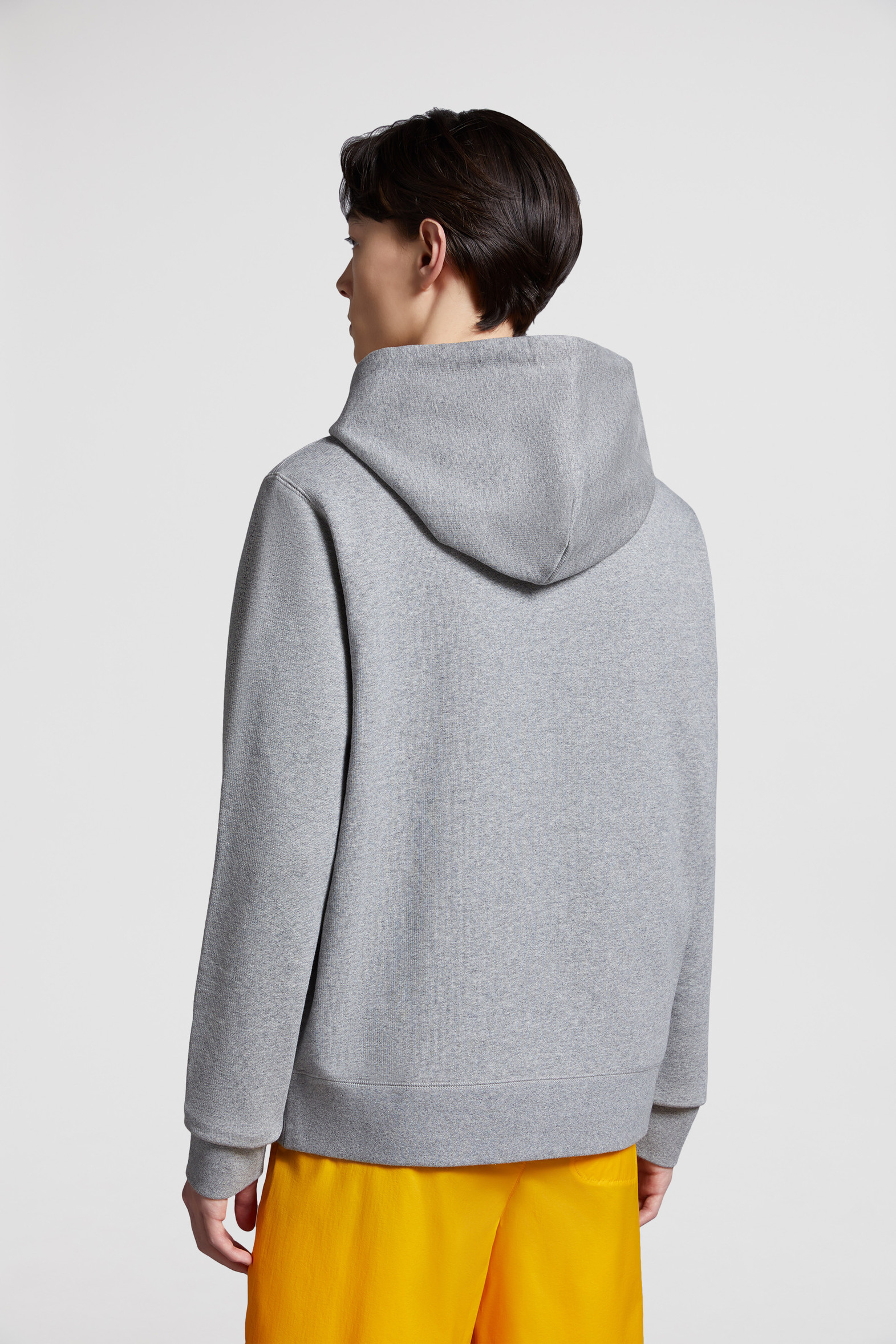 Light Gray Logo Patch Zip-Up Hoodie - Sweatshirts for Men | Moncler EE
