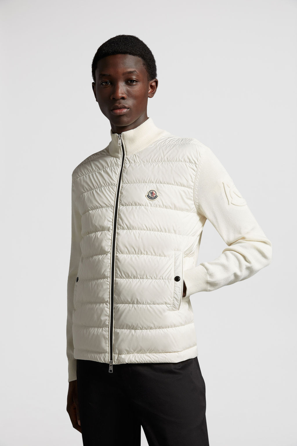 White Padded Cotton Zip-Up Cardigan - Sweaters & Cardigans for Men ...