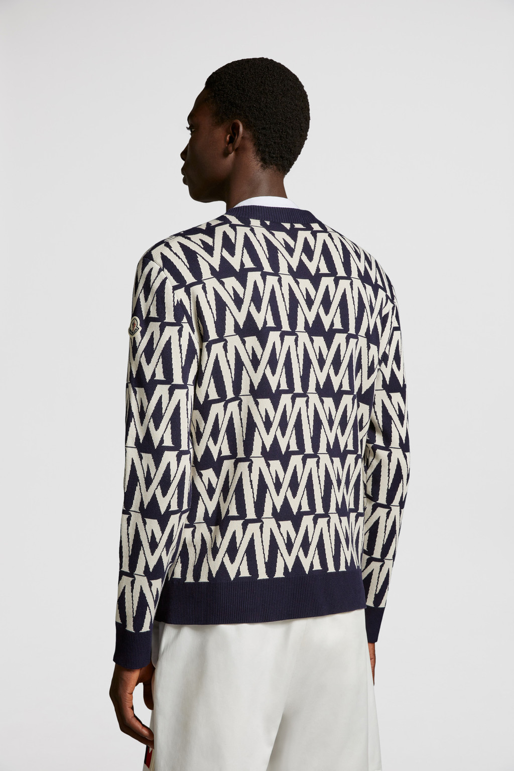 Pull en jacquard monogramme Blanc & Bleu Clair - Pulls & cardigans ...