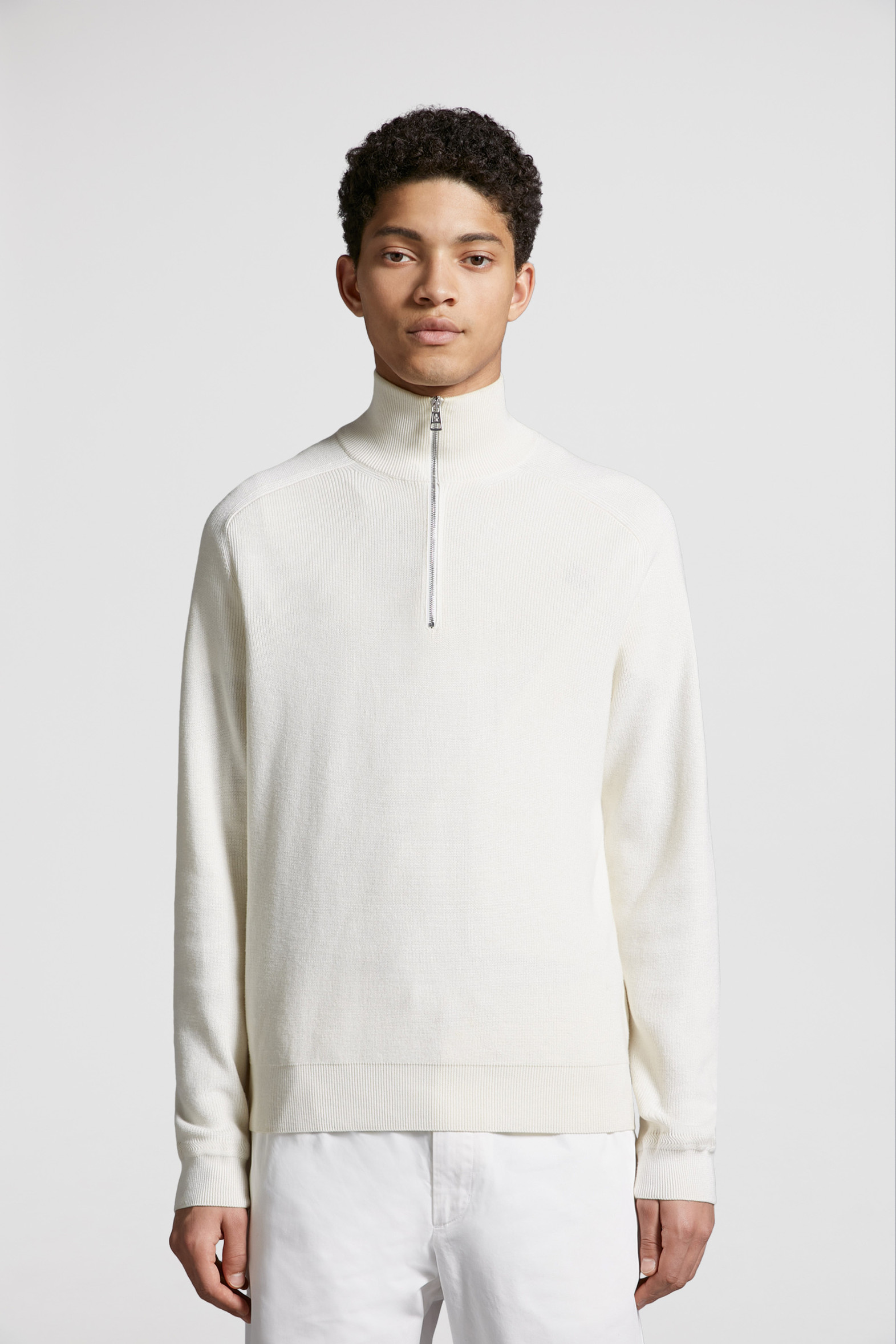 White Cotton & Cashmere jumper - Sweaters & Cardigans for Men | Moncler AT
