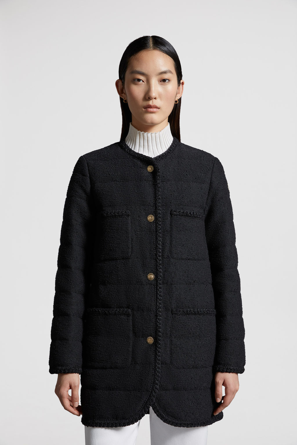Black Epafo Mid Length Down Jacket Long Down Jackets For Women Moncler Hk