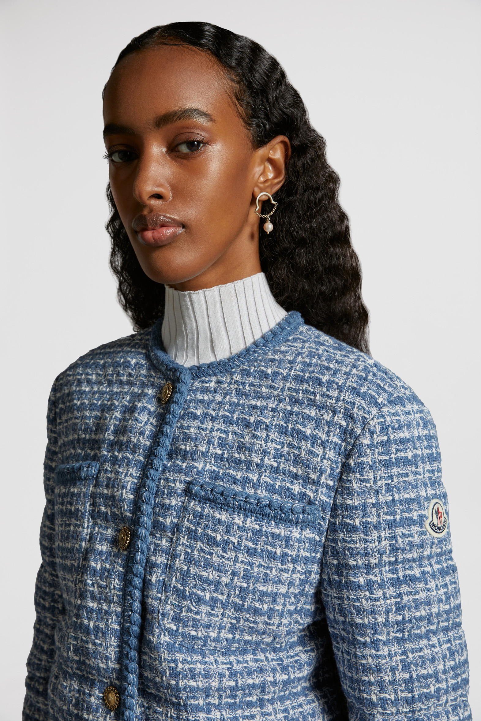 White & Light Blue Eliadi Short Down Jacket - Short Down Jackets for ...