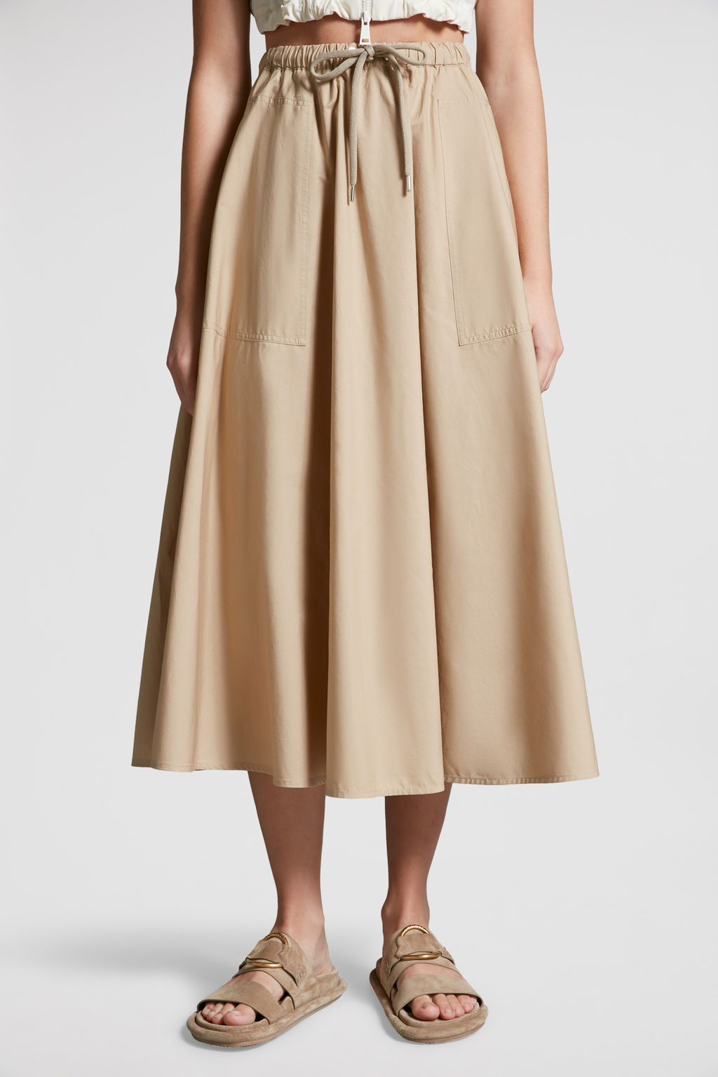Maxifalda de popelina Beige - Faldas de Mujer | Moncler ES