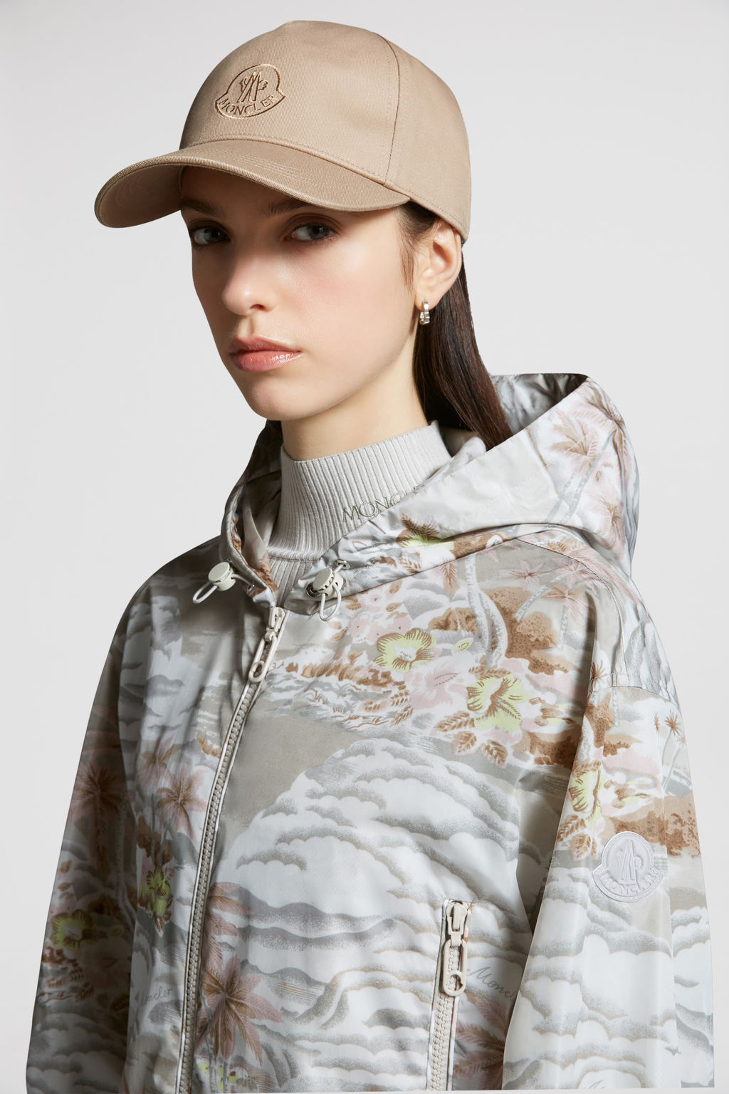 Beige Embroidered Logo Baseball Cap - Hats & Beanies for Women | Moncler US