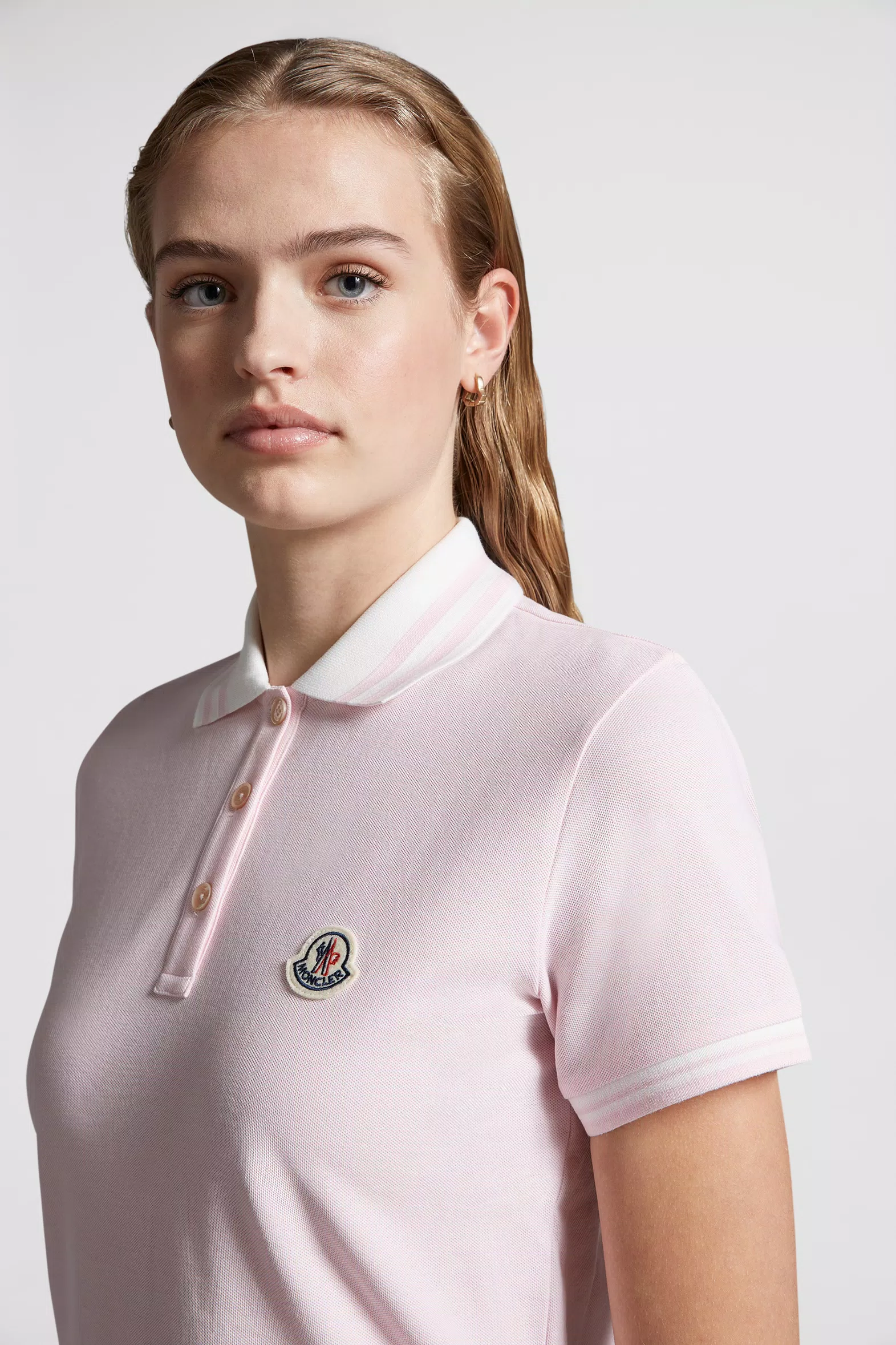 Light Pink Logo Patch Polo Shirt Tops And T Shirts For Women Moncler Hk