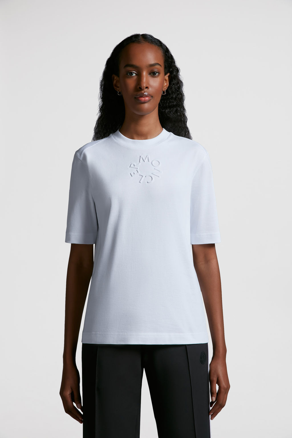 Optical White Embossed Logo T-Shirt - Tops & T-Shirts for Women ...