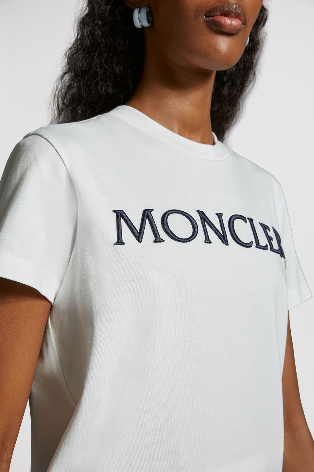 White Embroidered Logo T-Shirt - Tops & T-shirts for Women | Moncler US