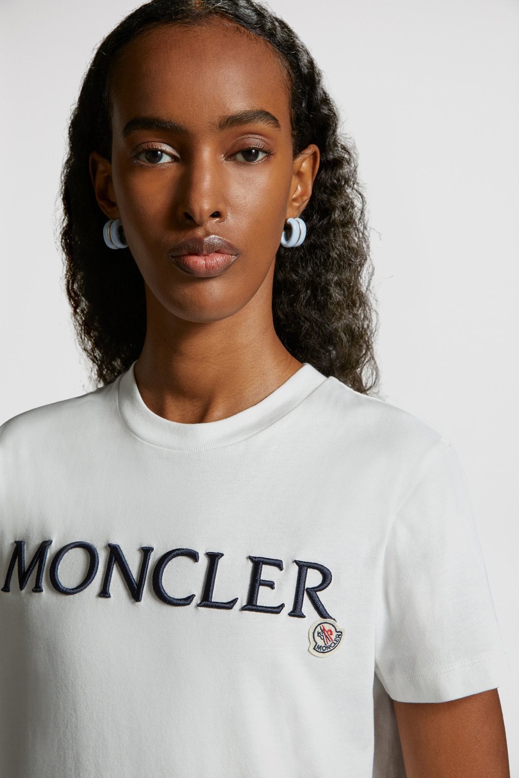 White Embroidered Logo T-Shirt - Tops & T-Shirts for Women | Moncler DE