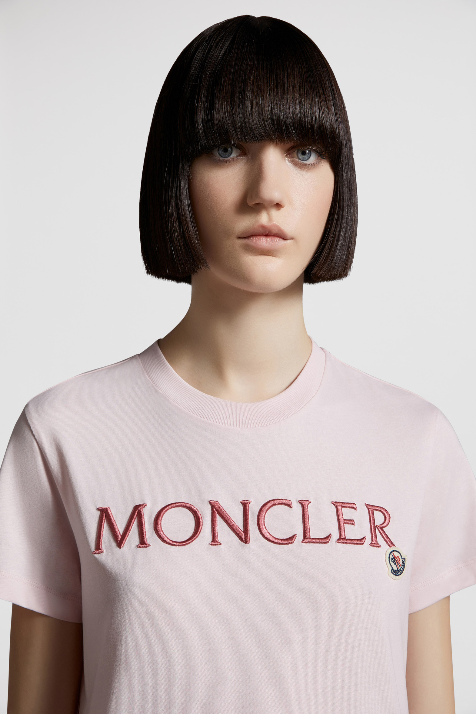 Pink Embroidered Logo T-Shirt - Tops & T-Shirts for Women | Moncler SE