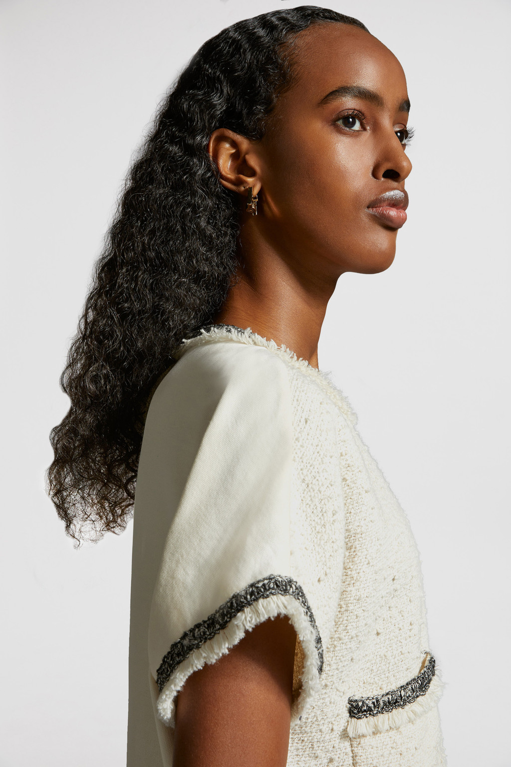 Black & White Tweed Blouse - Tops & T-Shirts for Women | Moncler SG
