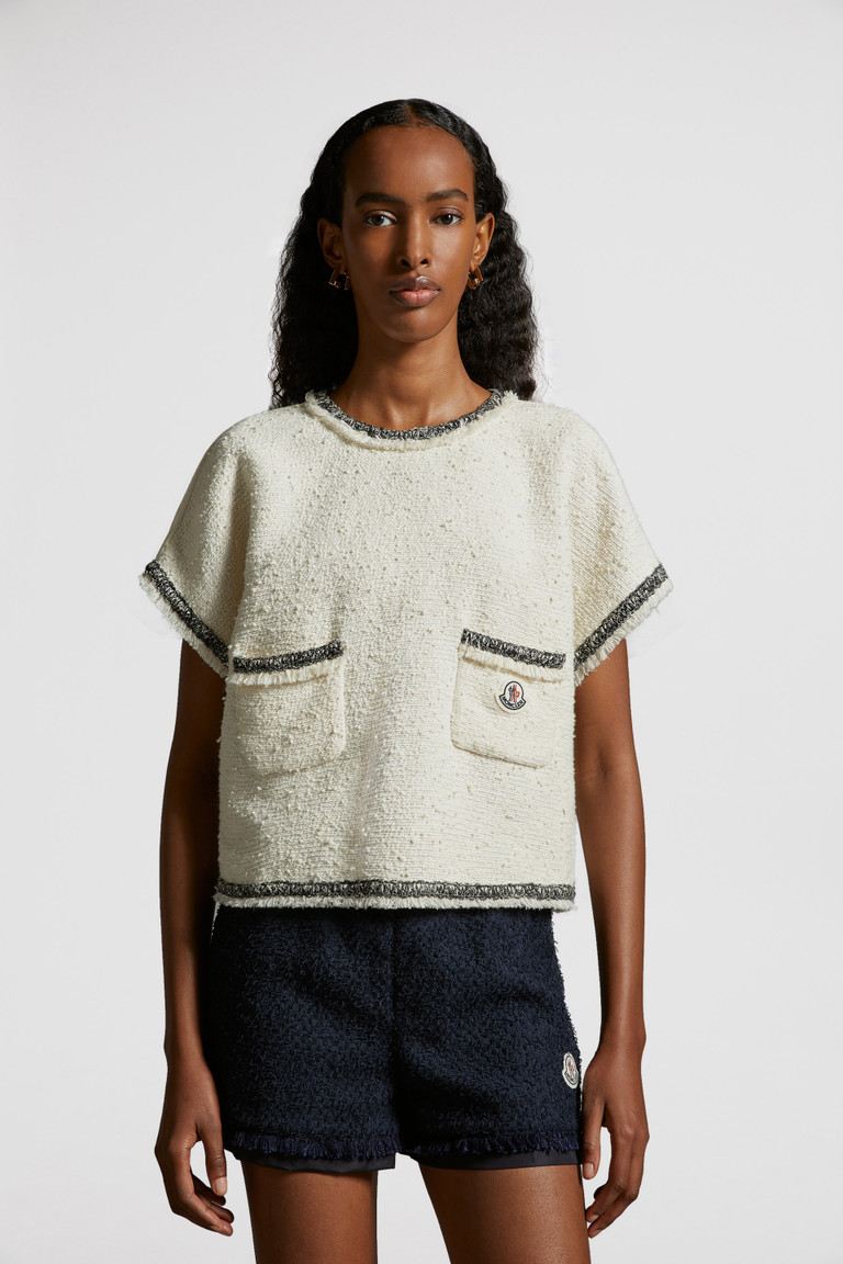 Black & White Tweed Blouse - Tops & T-shirts for Women | Moncler US