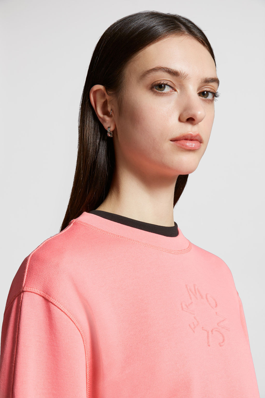 Pink Embossed Logo Sweatshirt - Sweatshirts for Women | Moncler US