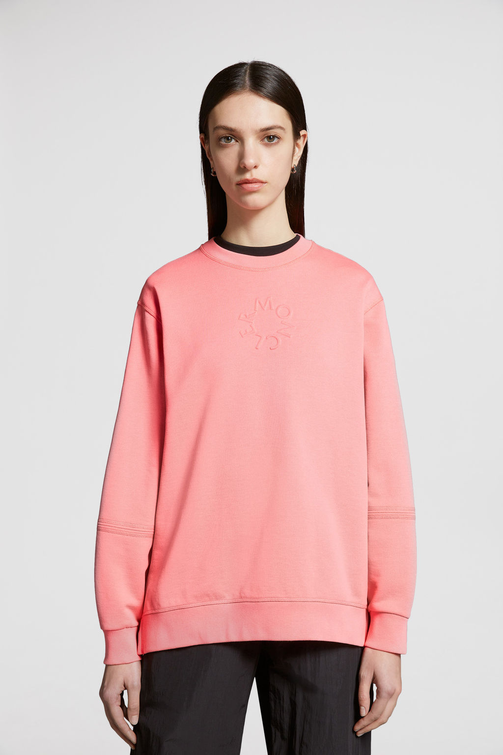 Pink Embossed Logo Sweatshirt - Sweatshirts for Women | Moncler US