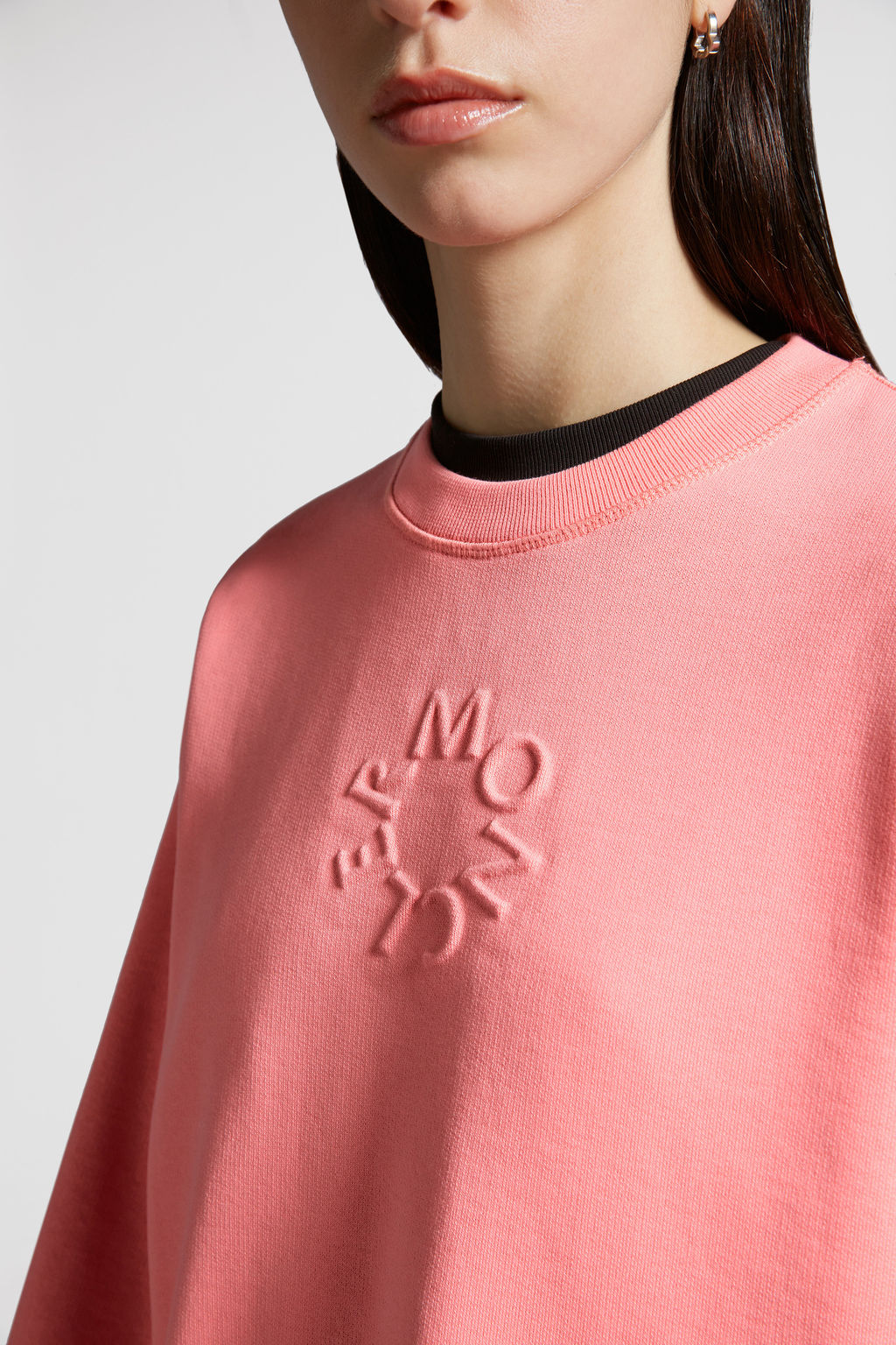 Pink Embossed Logo Sweatshirt - Sweatshirts for Women | Moncler US