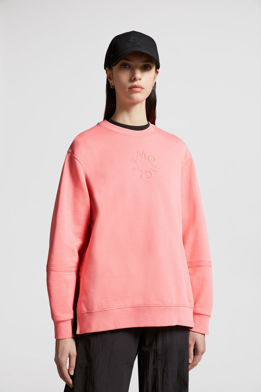 Pink Embossed Logo Sweatshirt - Sweatshirts for Women | Moncler US
