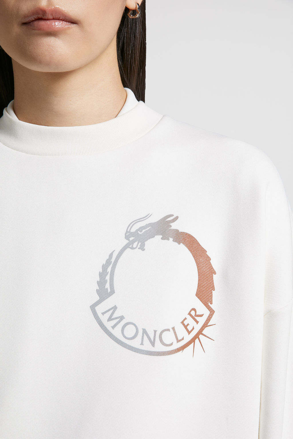 White Logo Motif Sweatshirt - Sweatshirts for Women | Moncler US
