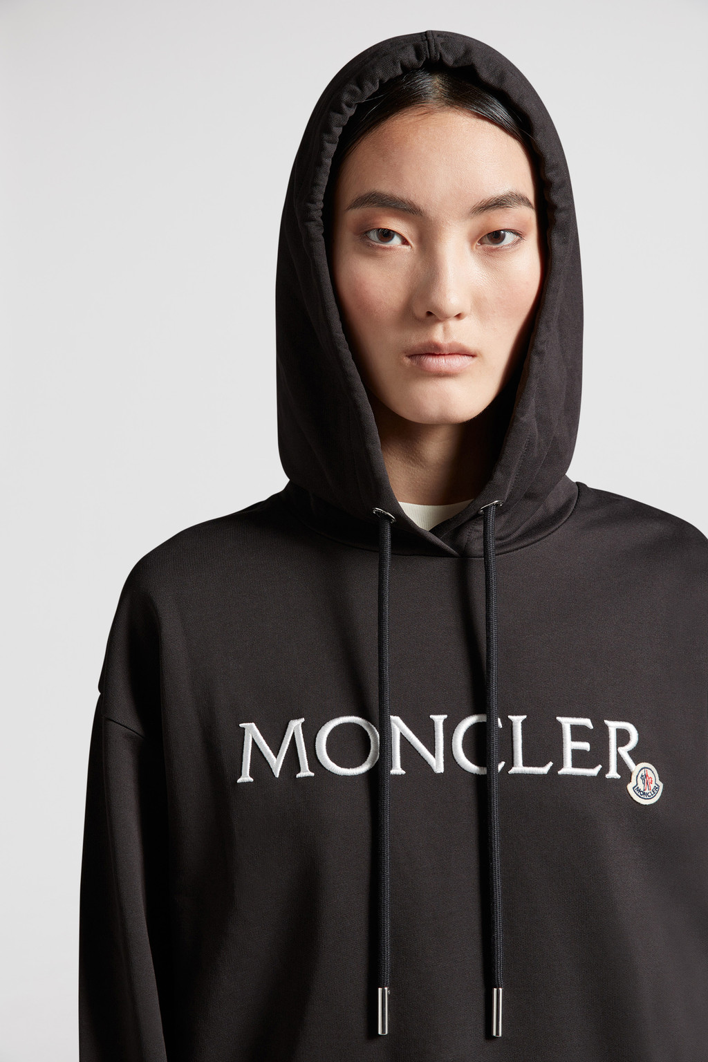 Sweat à capuche avec logo brodé Noir - Sweatshirts Femme | Moncler FR