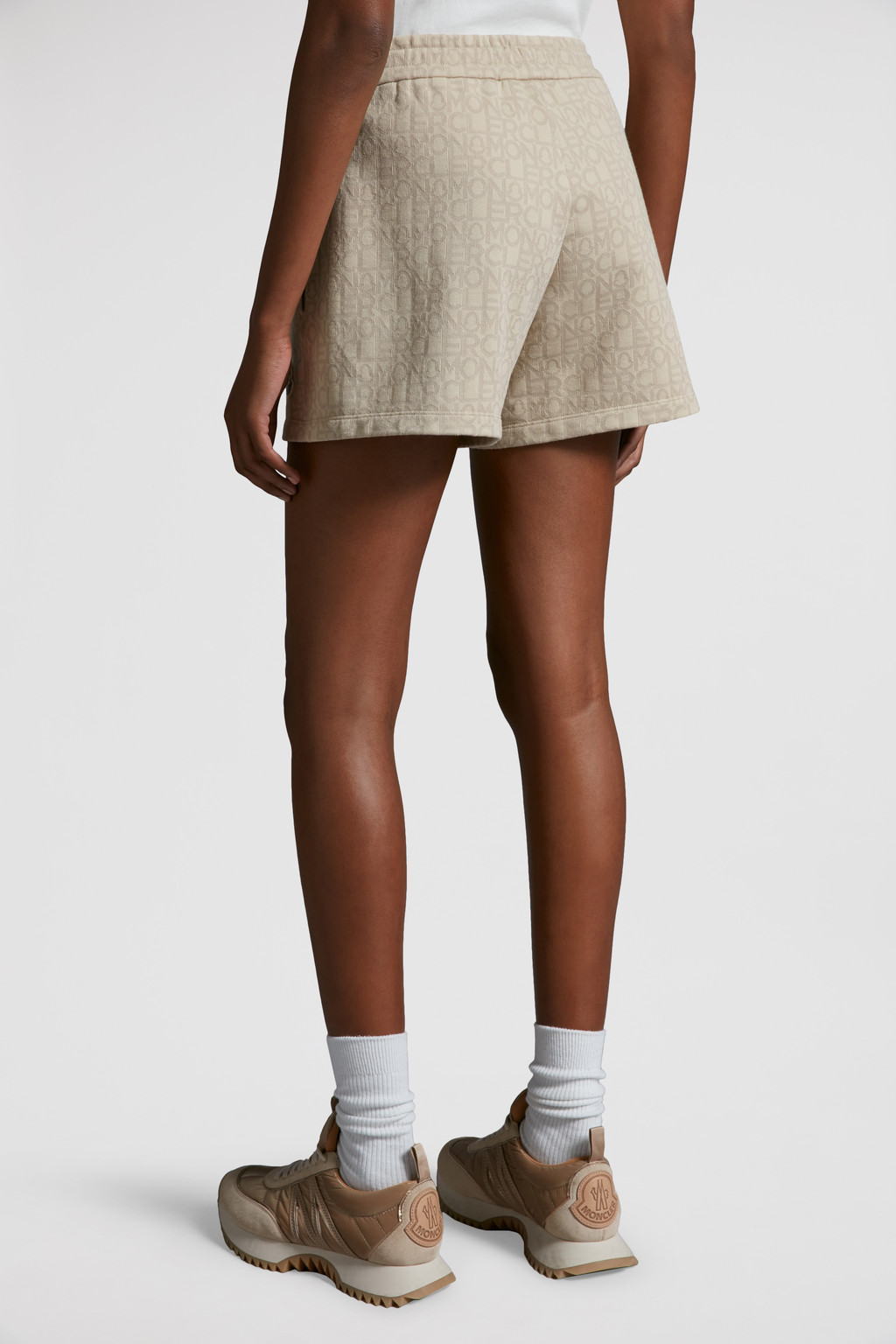 Beige Monogram Jacquard Shorts - Trousers & Shorts for Women | Moncler DE